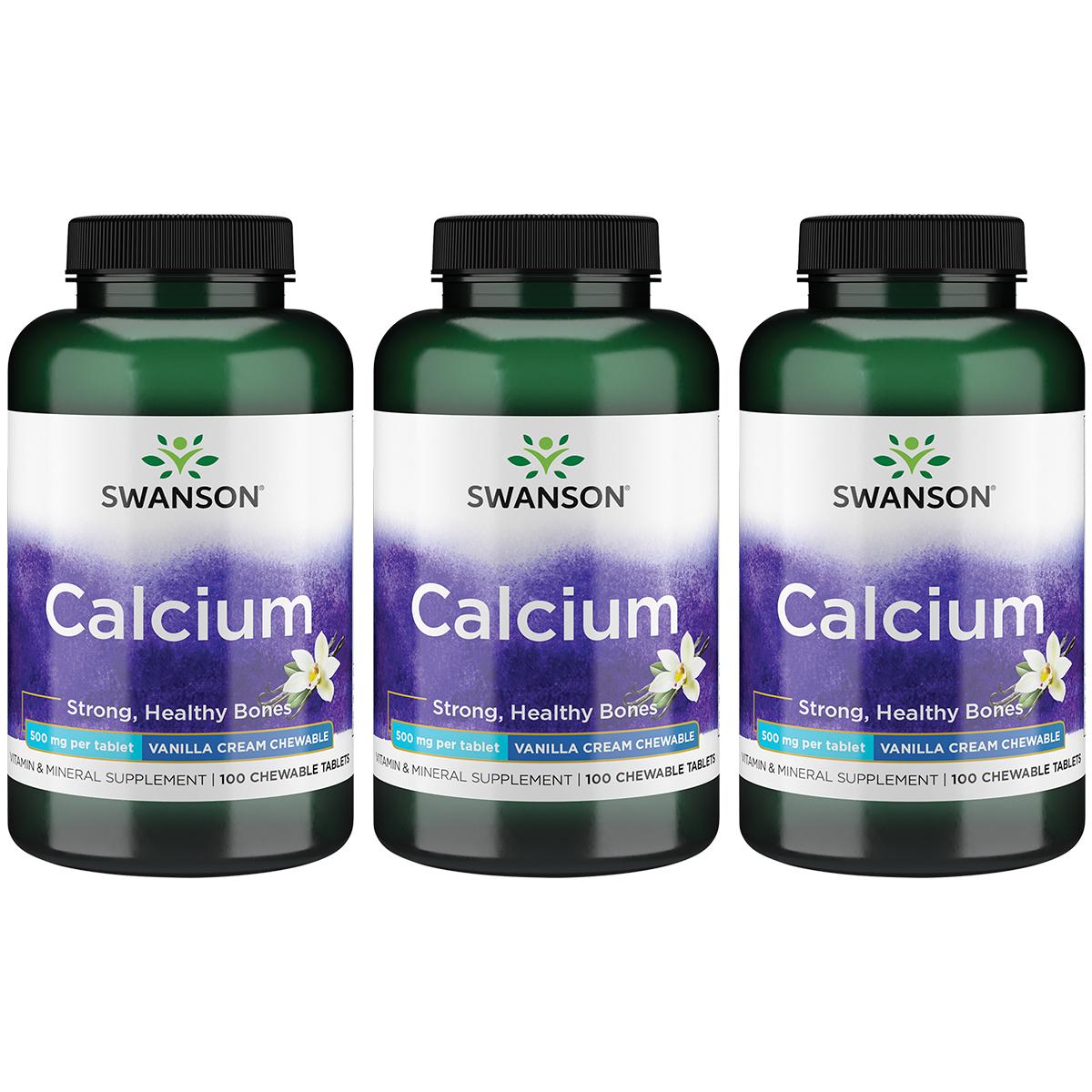 Swanson Calcium - Vanilla Cream Chewable 500 mg 100 Chwbls 3 Pack ...