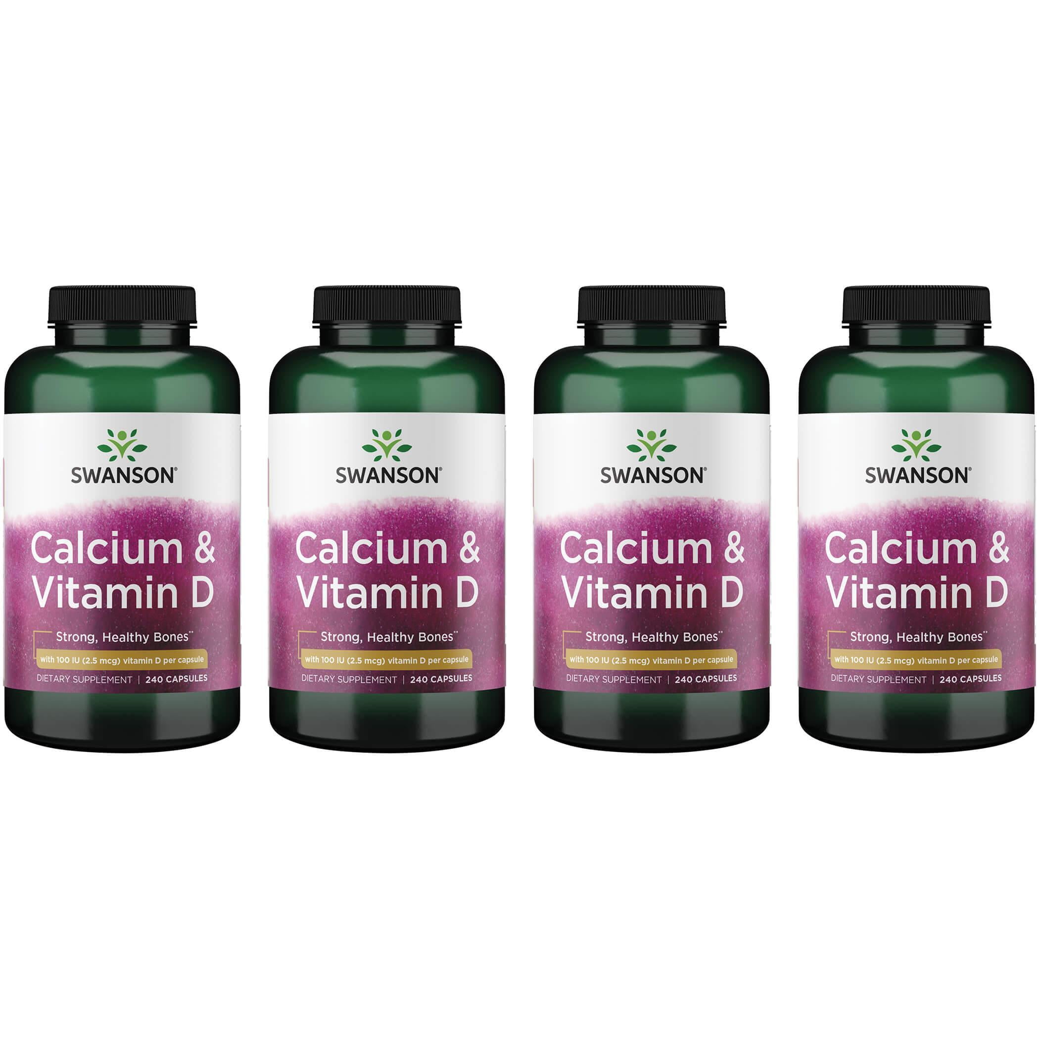 Swanson Calcium & Vitamin D 240 Caps 4 Pack - Walmart.com