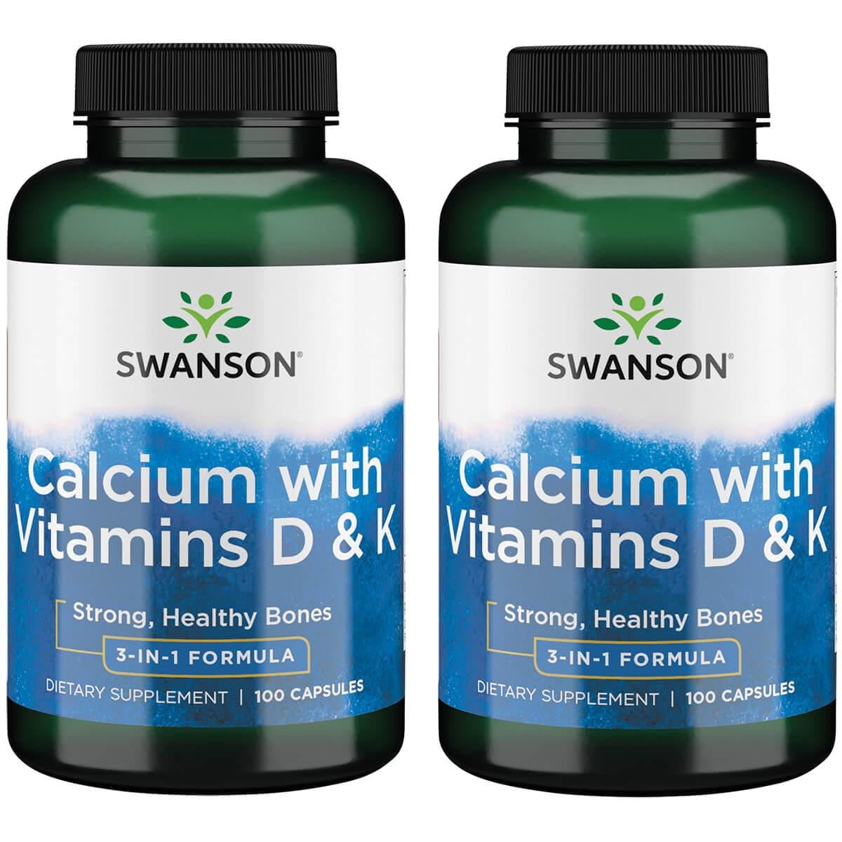 Swanson Calcium with Vitamins D & K - 3 in-1 Formula 100 Caps 2 Pack ...