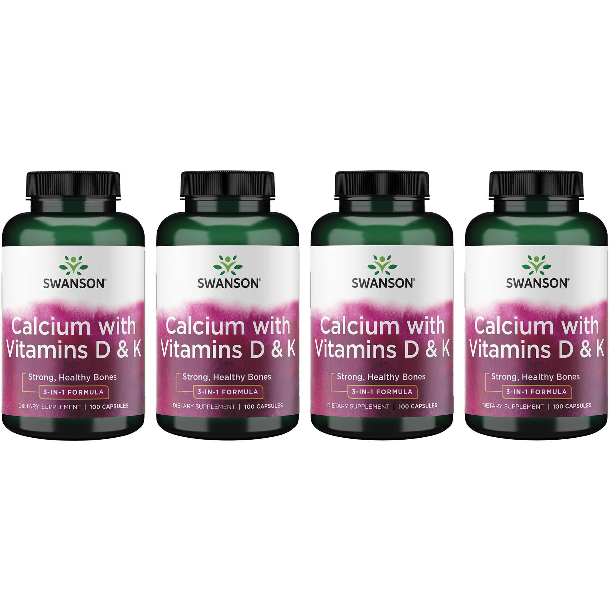 Swanson Calcium with Vitamins D & K - 3 in-1 Formula 100 Caps 4 Pack ...