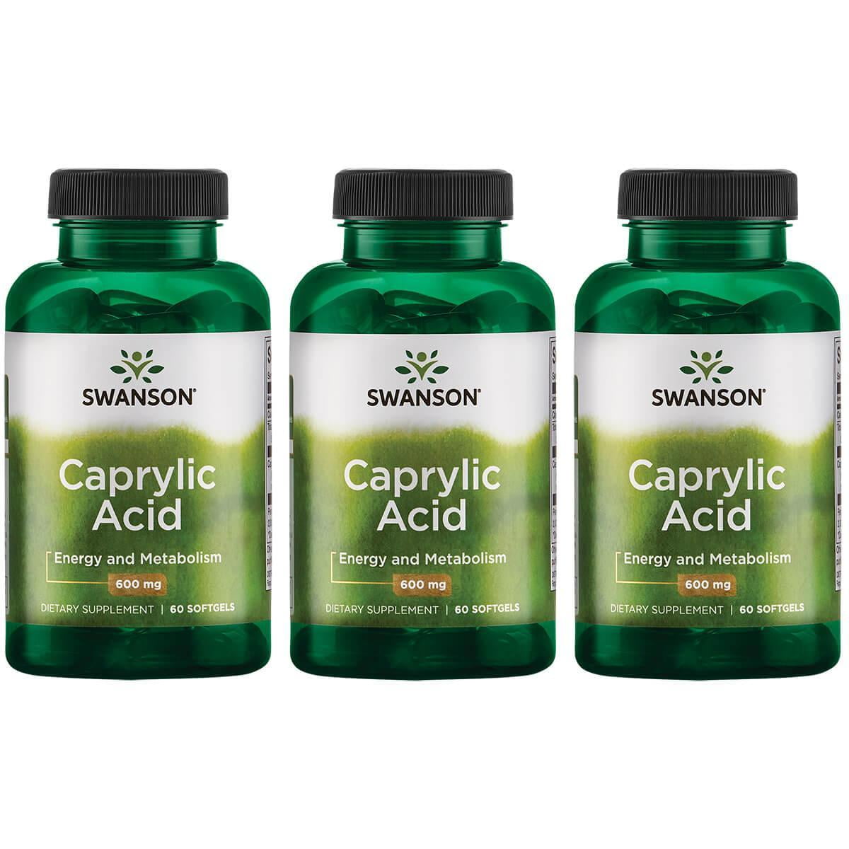 Swanson Caprylic Acid 600 mg 60 Sgels 3 Pack - Walmart.com