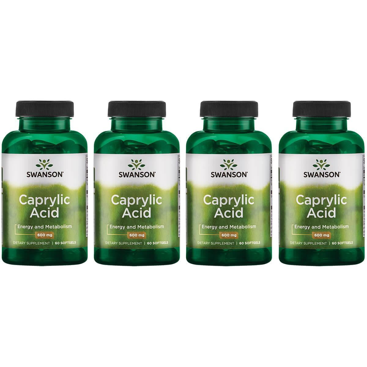 Swanson Caprylic Acid 600 mg 60 Sgels 4 Pack - Walmart.com