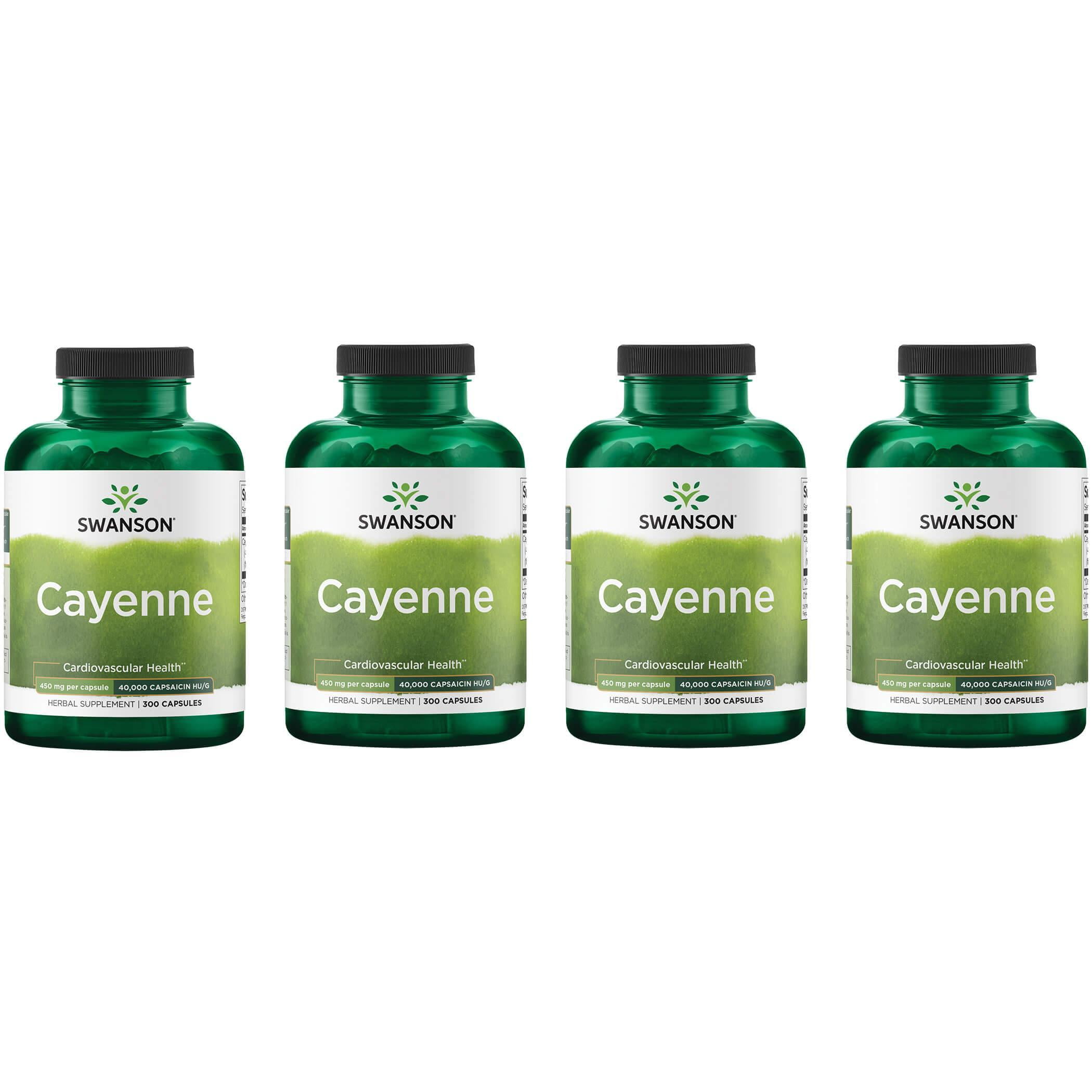 Swanson Cayenne Capsules - 40,000 Capsaicin HU/G, 450 mg, 300 Pills, 4 ...
