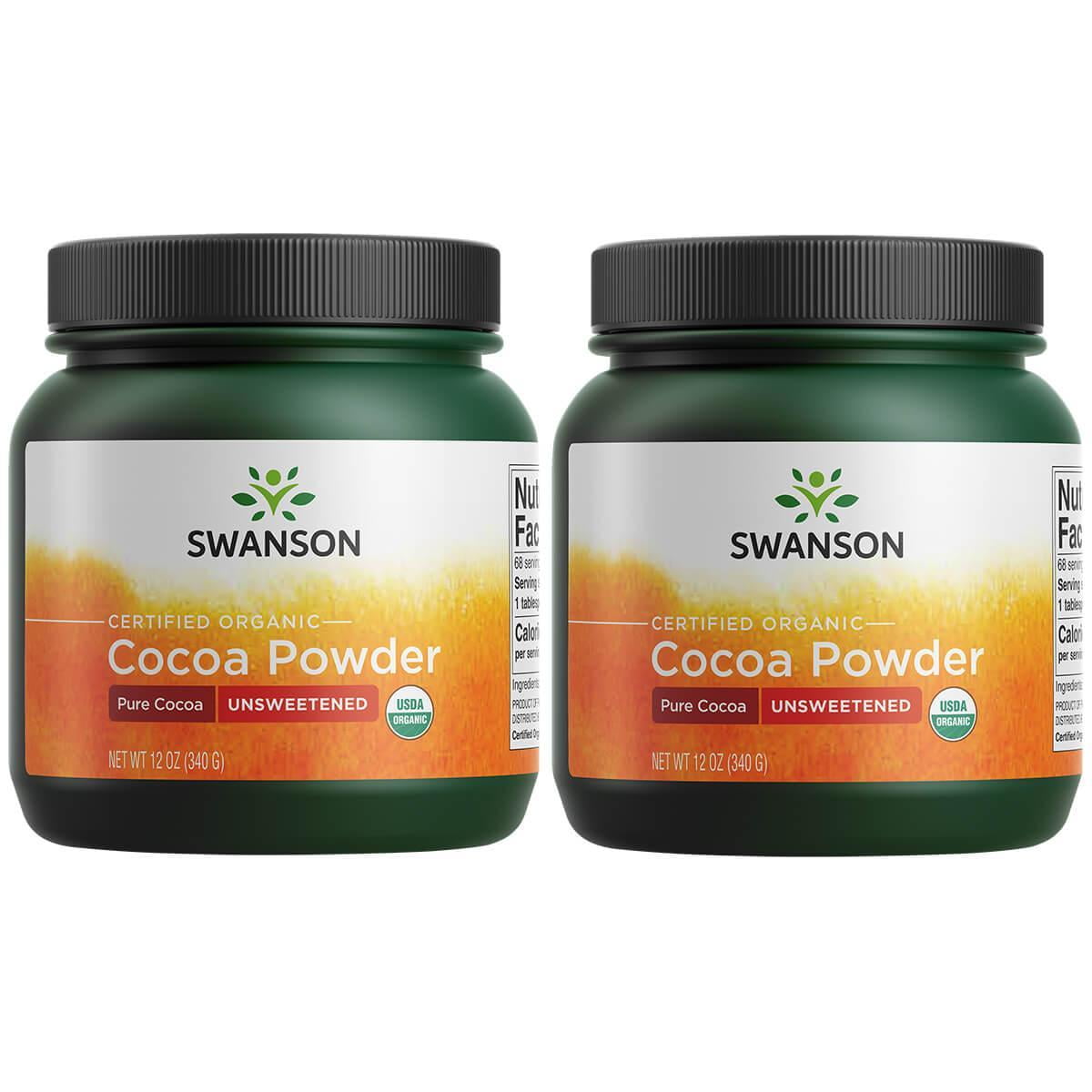 Swanson Certified Organic Cocoa Powder - Unsweetened 12 oz Pwdr 2 Pack ...