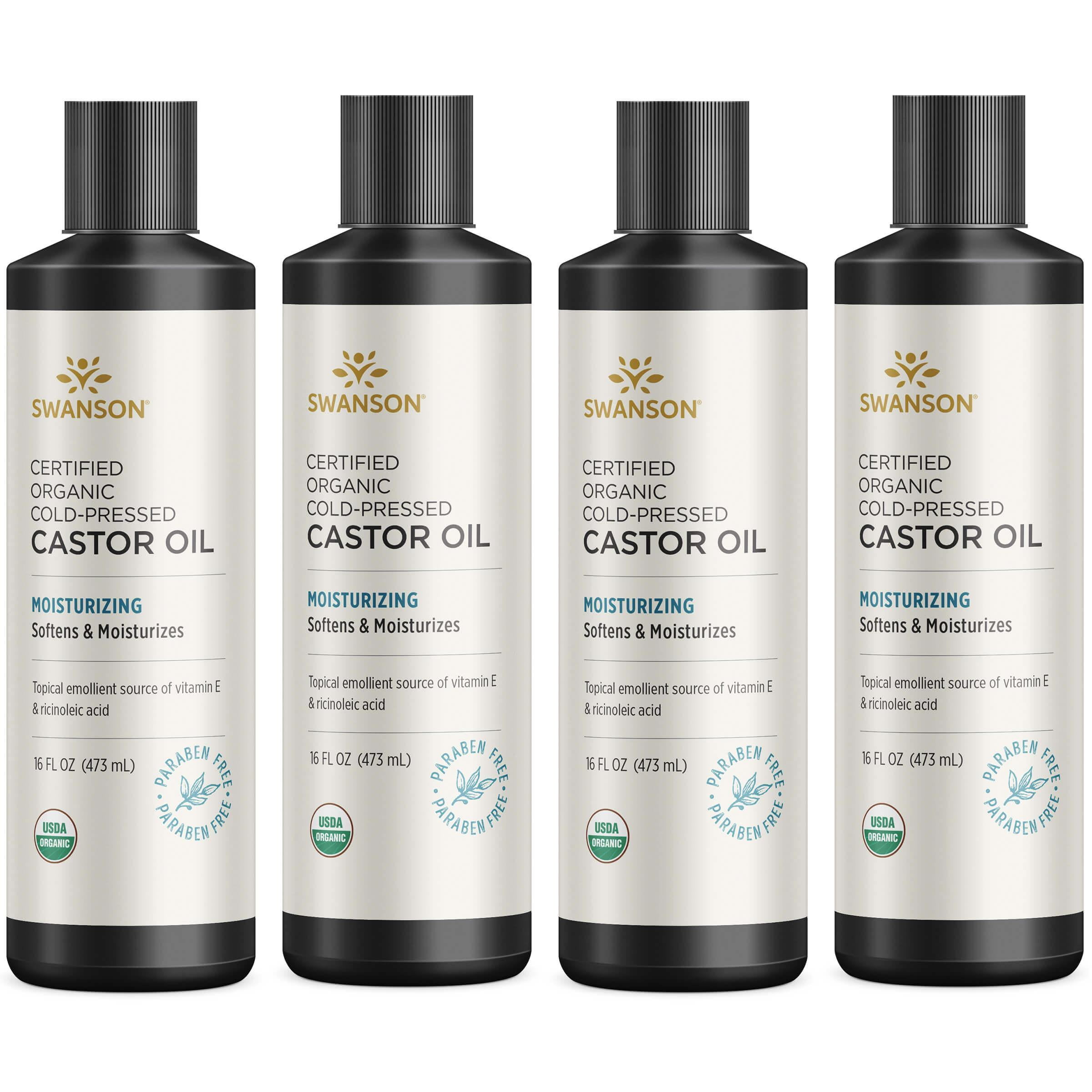 Swanson Certified Organic Cold-Pressed Castor Oil 16 fl oz Liq 4 Pack ...