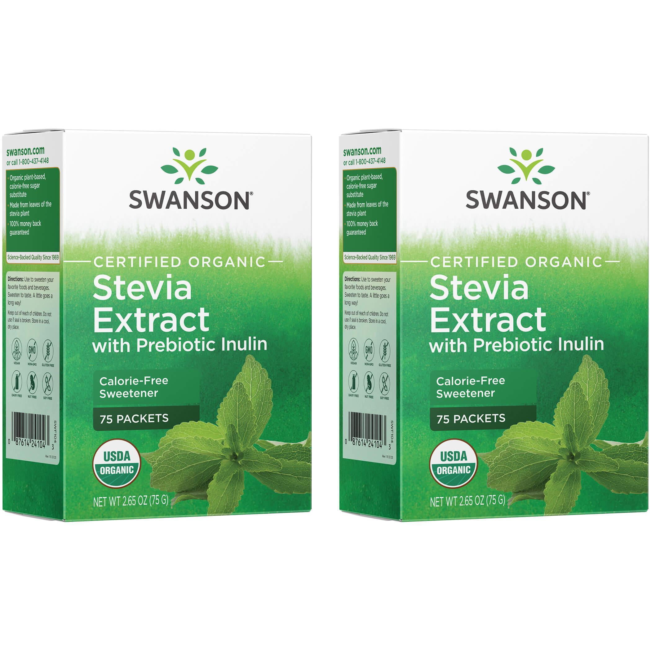 Swanson Certified Organic Stevia Extract with Prebiotic Inulin 75 Pkts ...