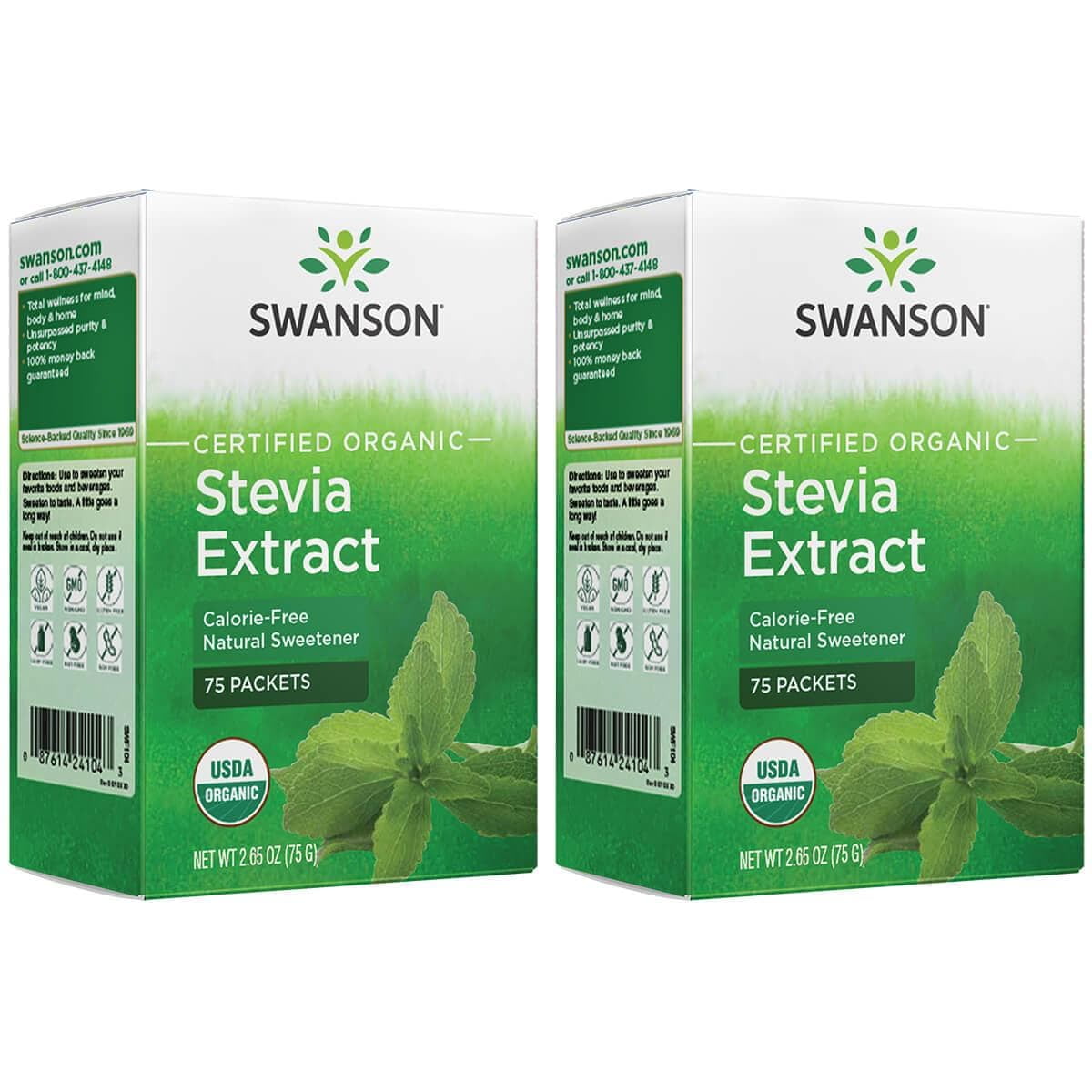 Swanson Certified Organic Stevia Extract with Prebiotic Inulin 75 Pkts ...