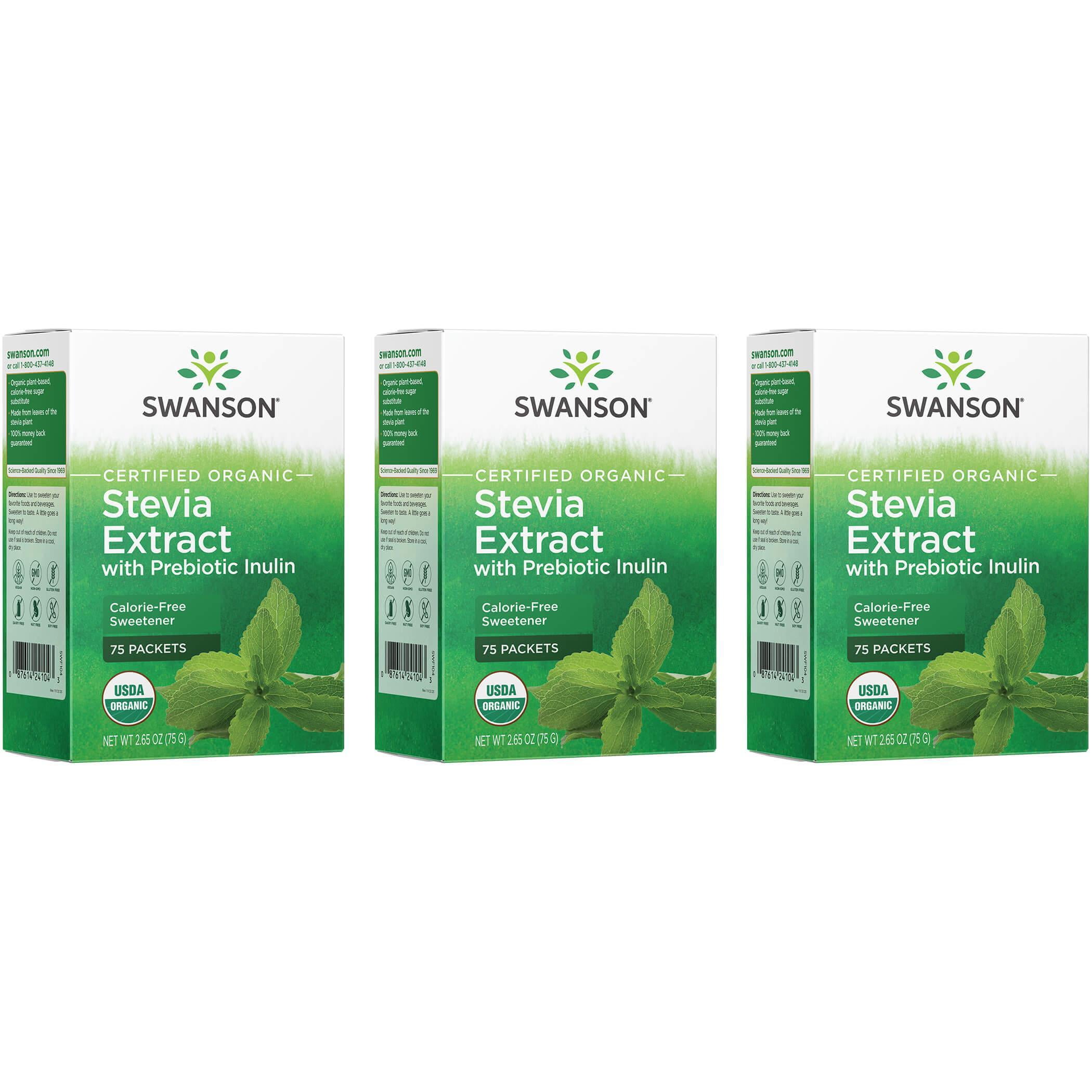 Swanson Certified Organic Stevia Extract with Prebiotic Inulin 75 Pkts ...