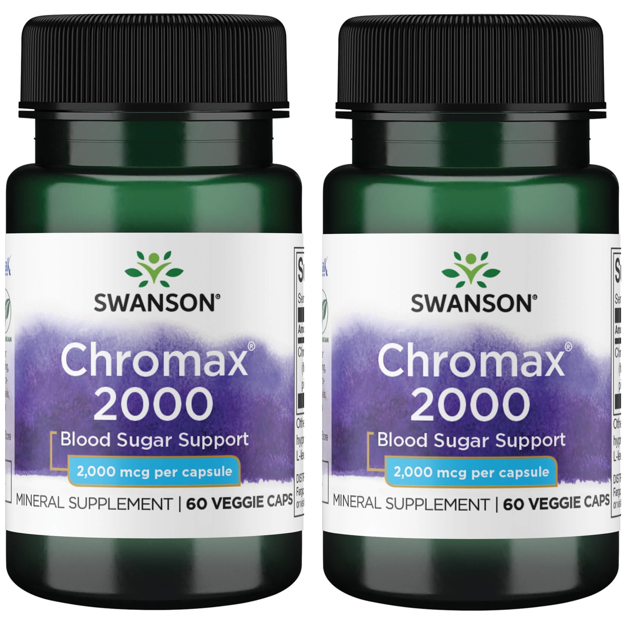 Swanson Chromax 2000 2,000 mcg 60 Vegan Caps 2 Pack - Walmart.com