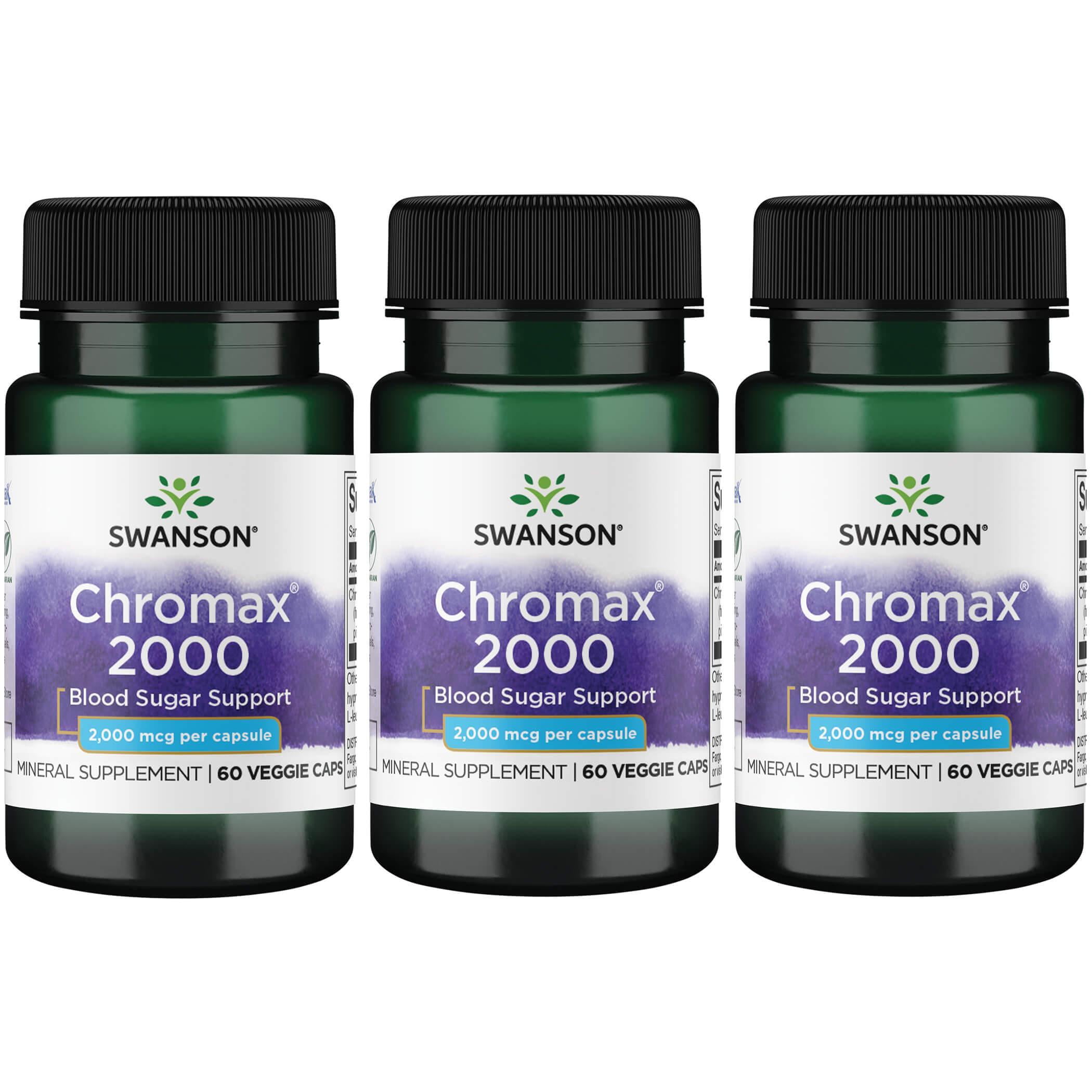 Swanson Chromax 2000 2,000 mcg 60 Vegan Caps 3 Pack - Walmart.com