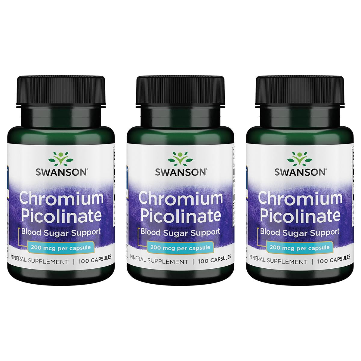 Swanson Chromium Picolinate 200 mcg 100 Caps 3 Pack - Walmart.com