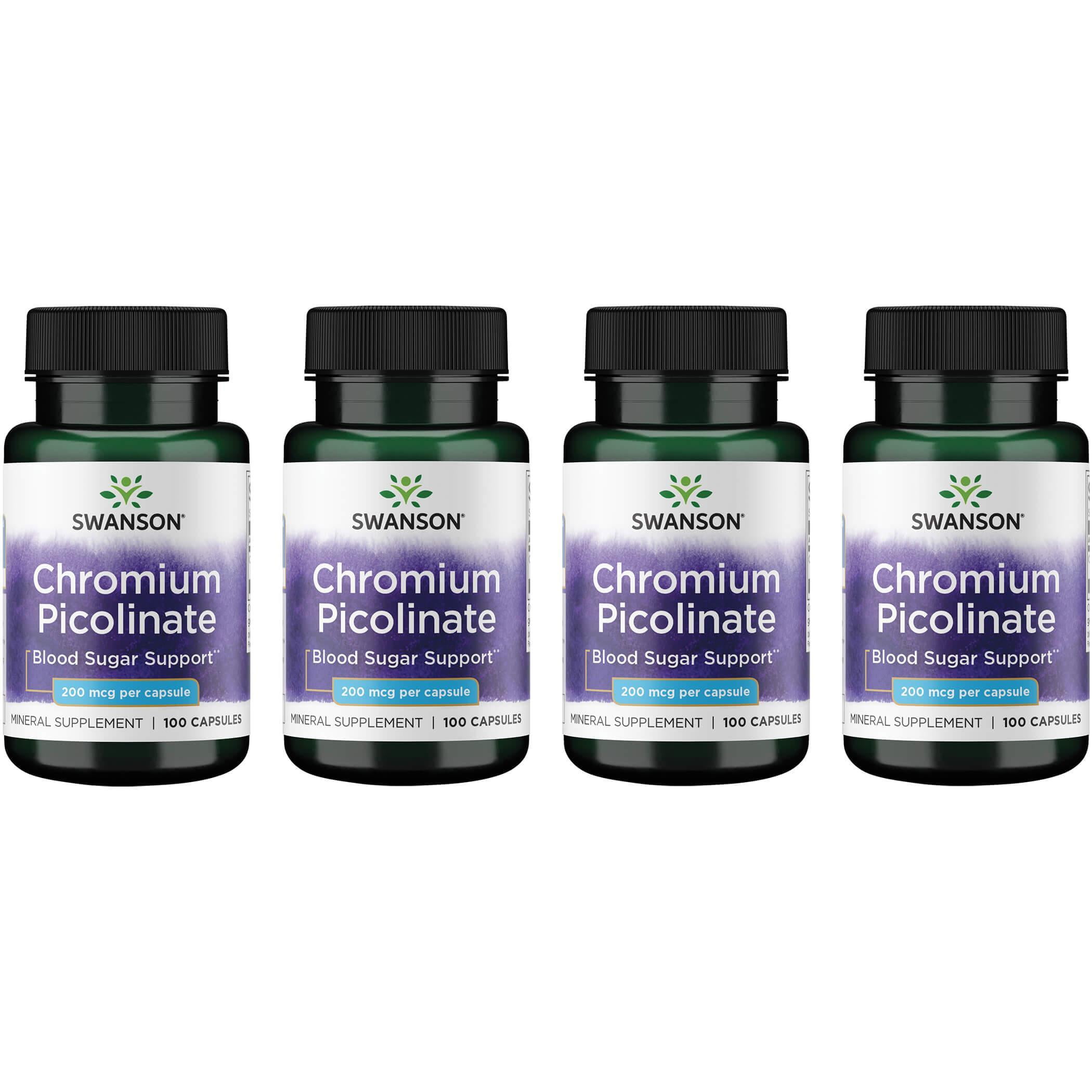 Swanson Chromium Picolinate Supplement Capsules, 200 mcg, Pack of 4 ...