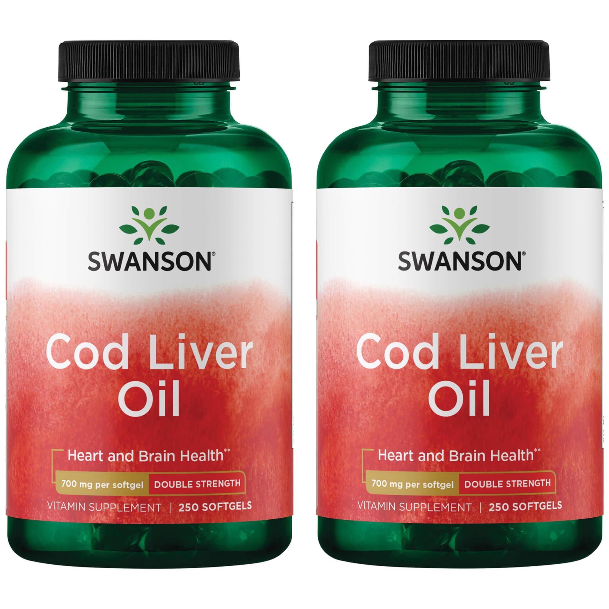 Swanson Cod Liver Oil - Double Strength 700 mg 250 Sgels 2 Pack ...