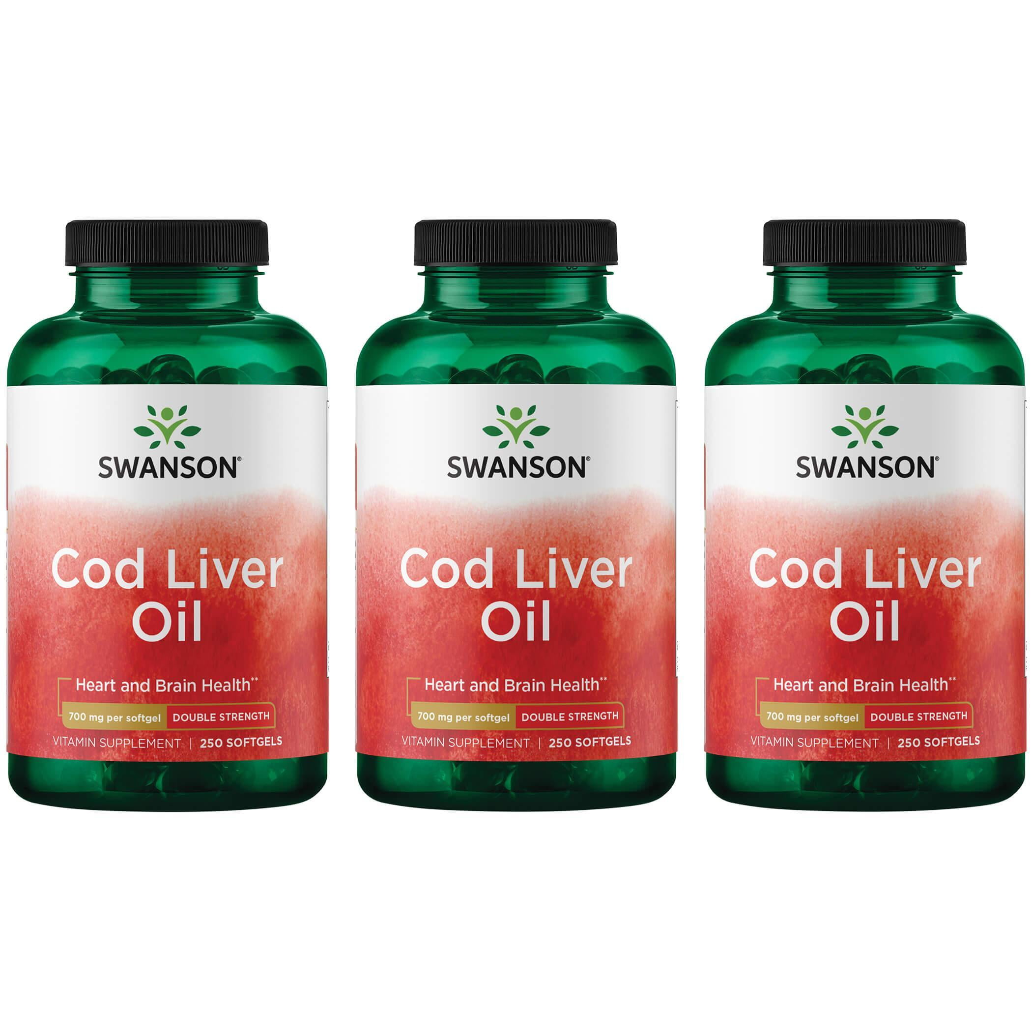 Swanson Cod Liver Oil - Double Strength 700 mg 250 Sgels 3 Pack ...
