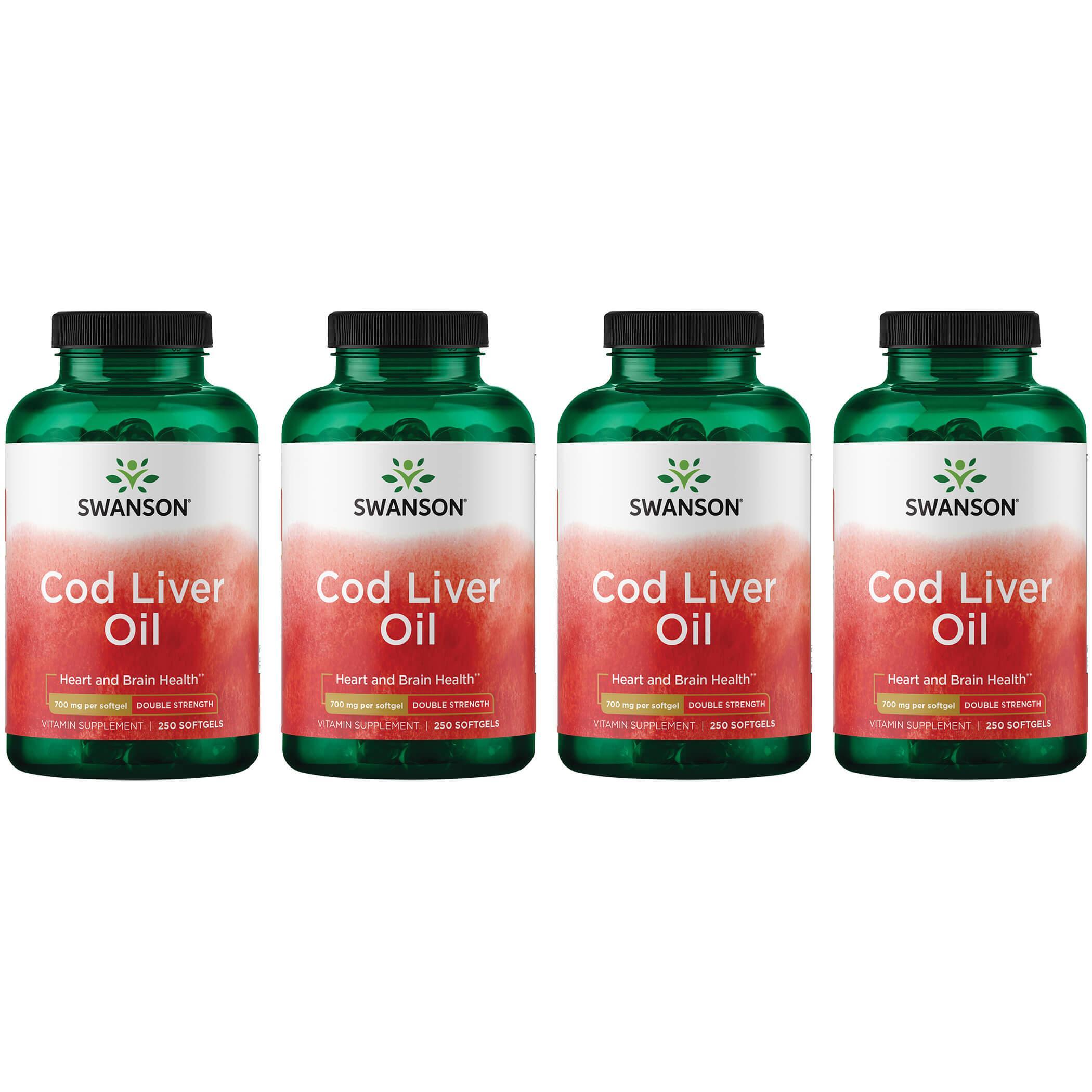 Swanson Cod Liver Oil - Double Strength 700 mg 250 Sgels 4 Pack ...