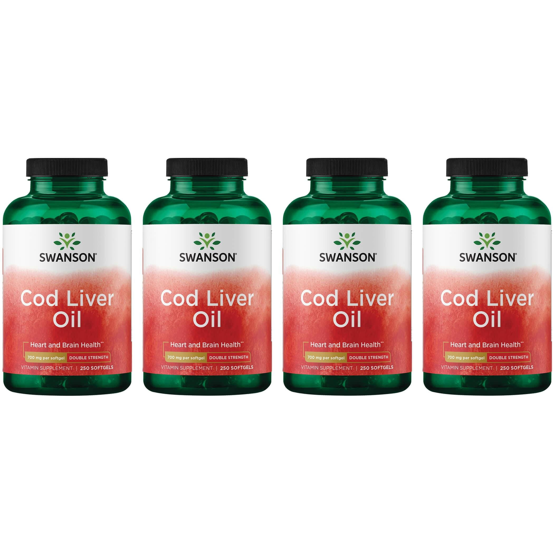 Swanson Cod Liver Oil - Double Strength 700 mg 250 Sgels 4 Pack ...