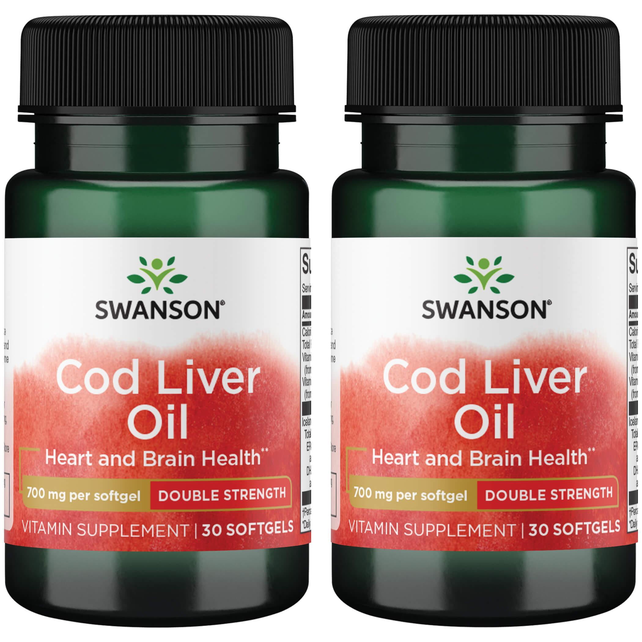 Swanson Double-Strength Cod Liver Oil, 700mg, 30 Sgels 2 Pack - Walmart.com