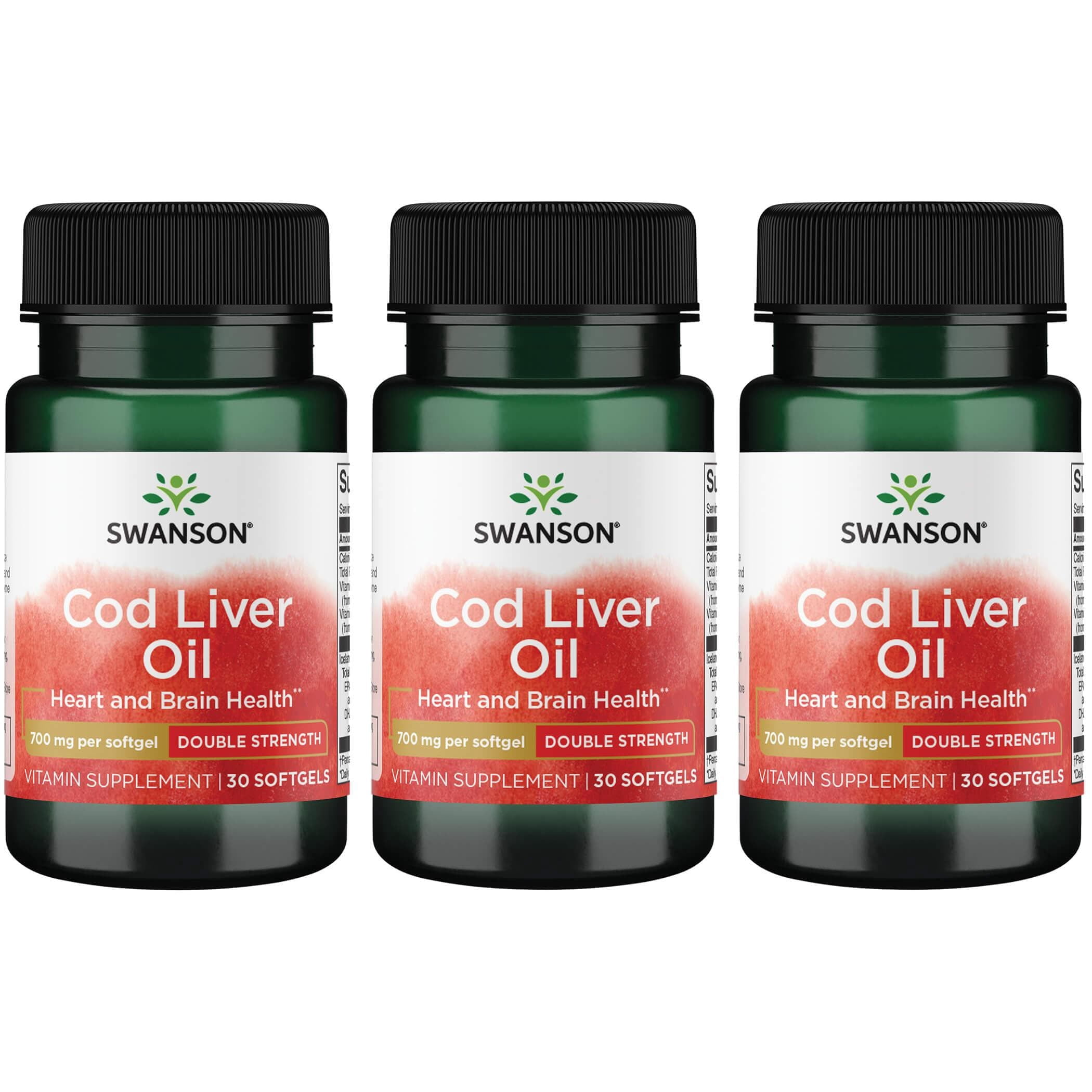 Swanson Cod Liver Oil - Double Strength 700 mg 30 Sgels 3 Pack ...