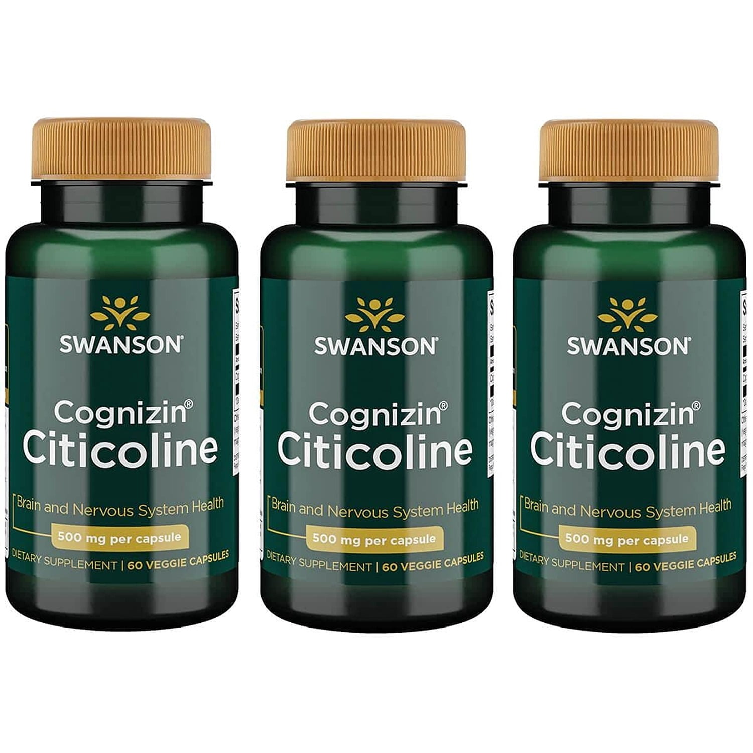 Swanson Cognizin Citicoline 500 Milligrams 60 Veg Capsules (3 Pack ...