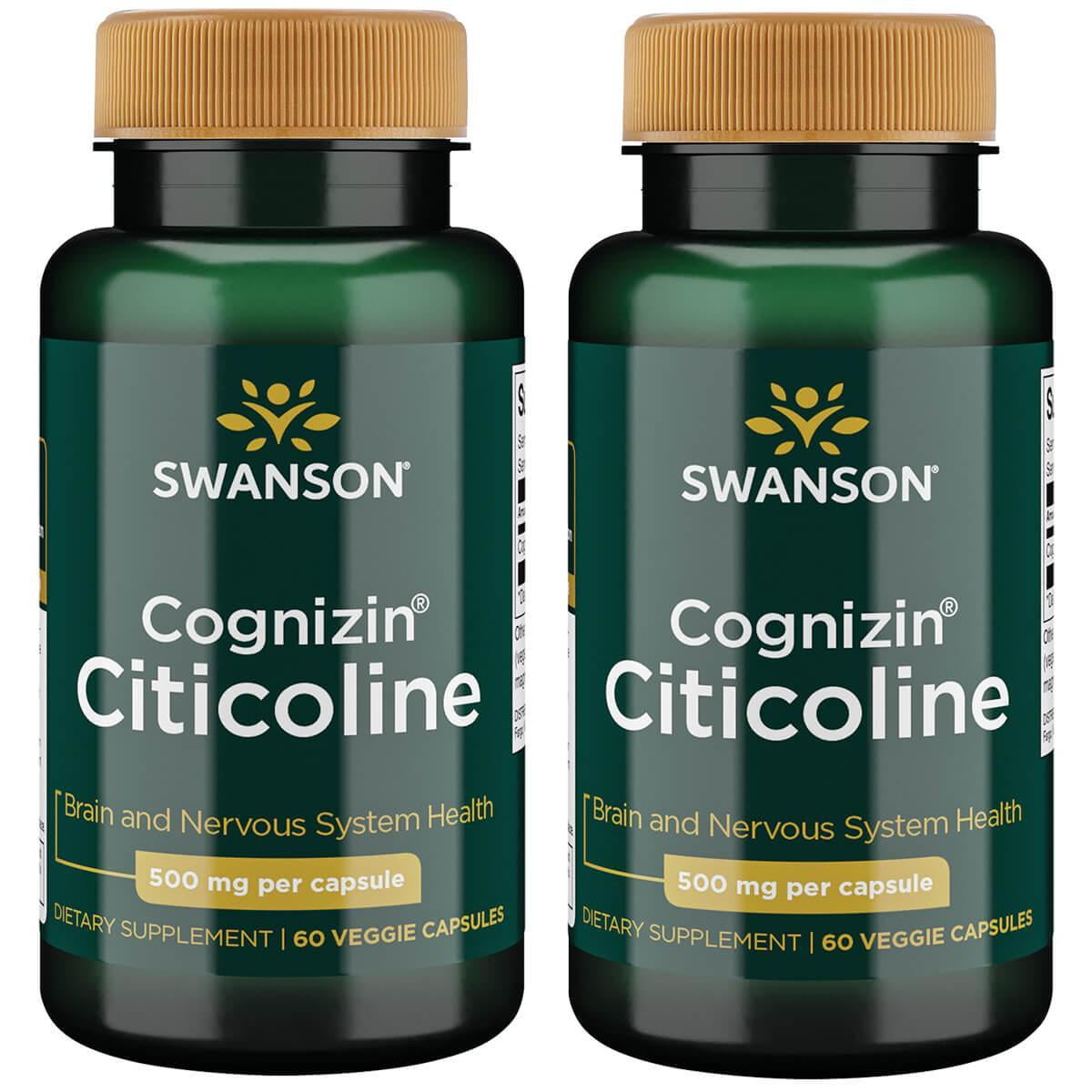 Swanson Cognizin Citicoline 500 mg 60 Veg Caps 2 Pack - Walmart.com
