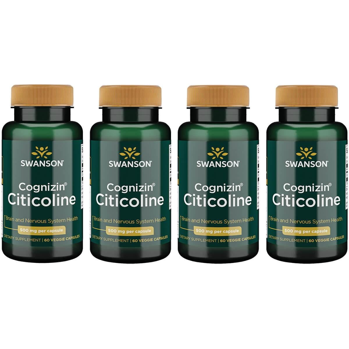Swanson Cognizin Citicoline 500 mg 60 Veg Caps 4 Pack - Walmart.com
