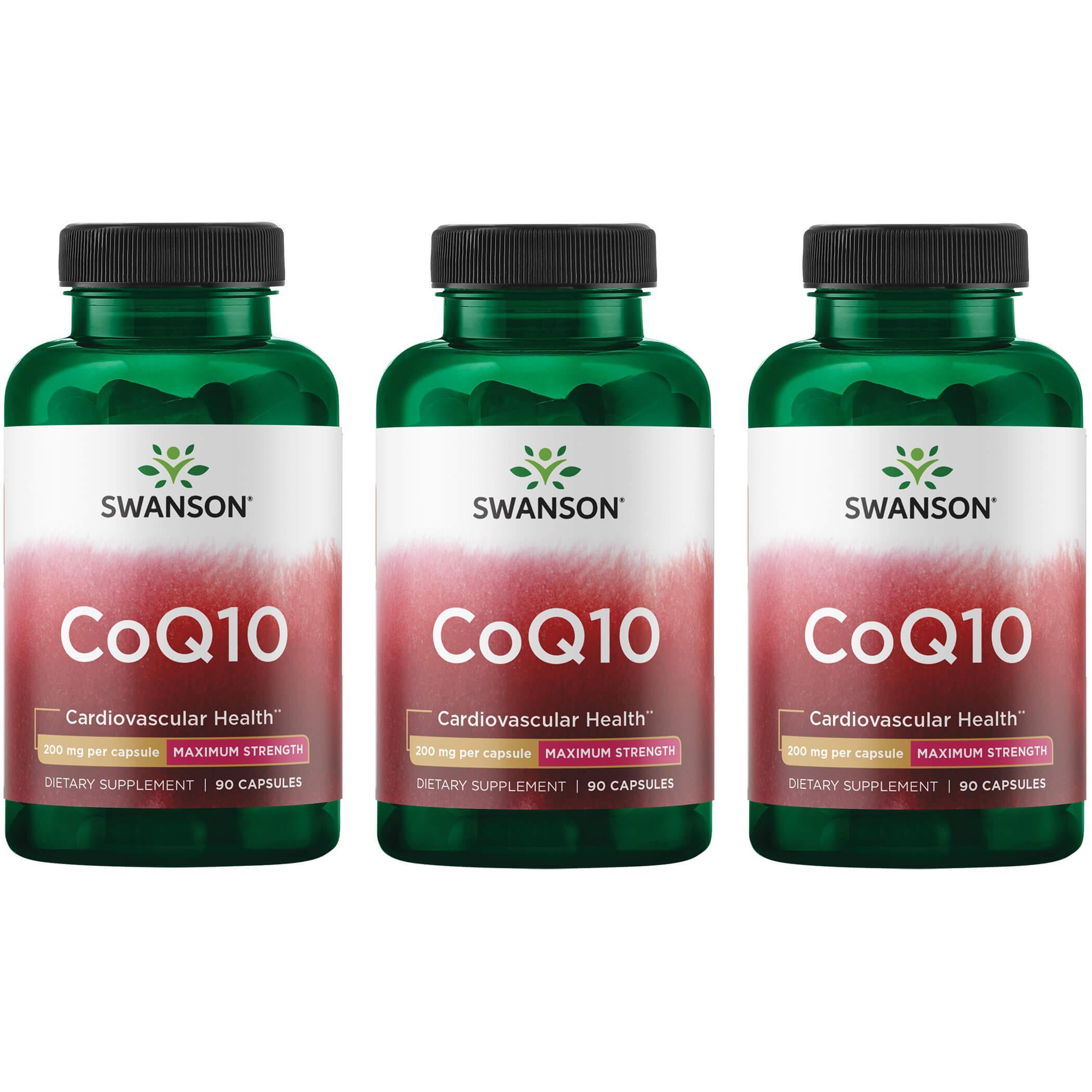 Swanson Coq10 - Maximum Strength 200 mg 90 Caps 3 Pack - Walmart.com