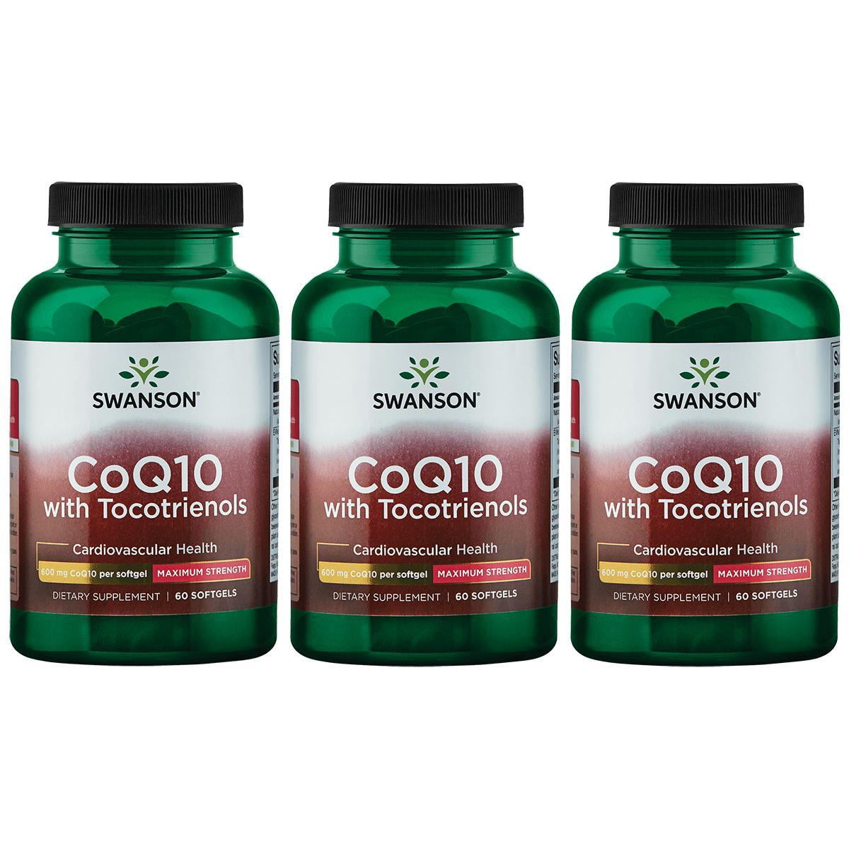 Swanson Coq10 with Tocotrienols - Maximum Strength 600 mg 60 Sgels 3 Pack - Walmart.com