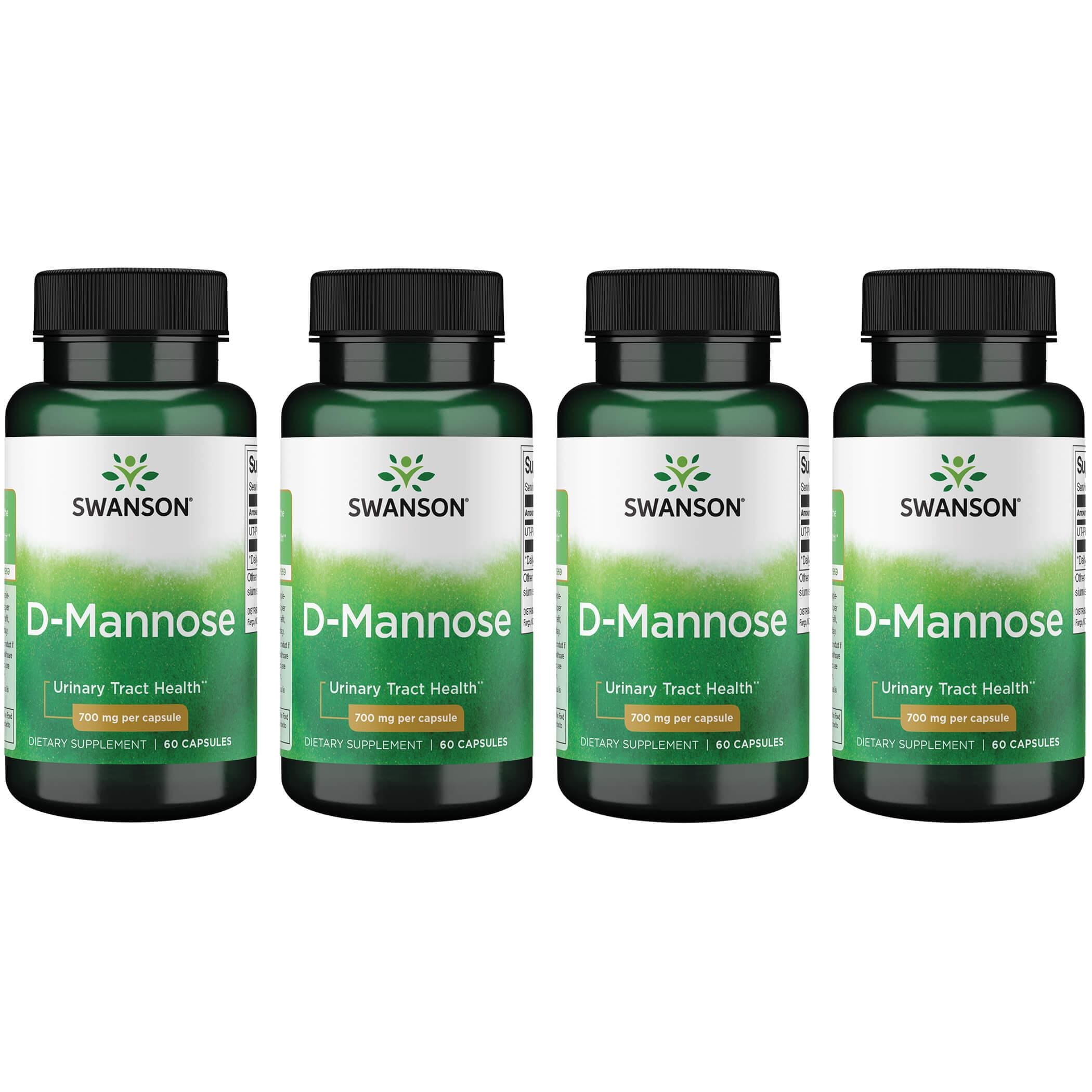 Swanson D-Mannose 700 mg 60 Caps 4 Pack - Walmart.com