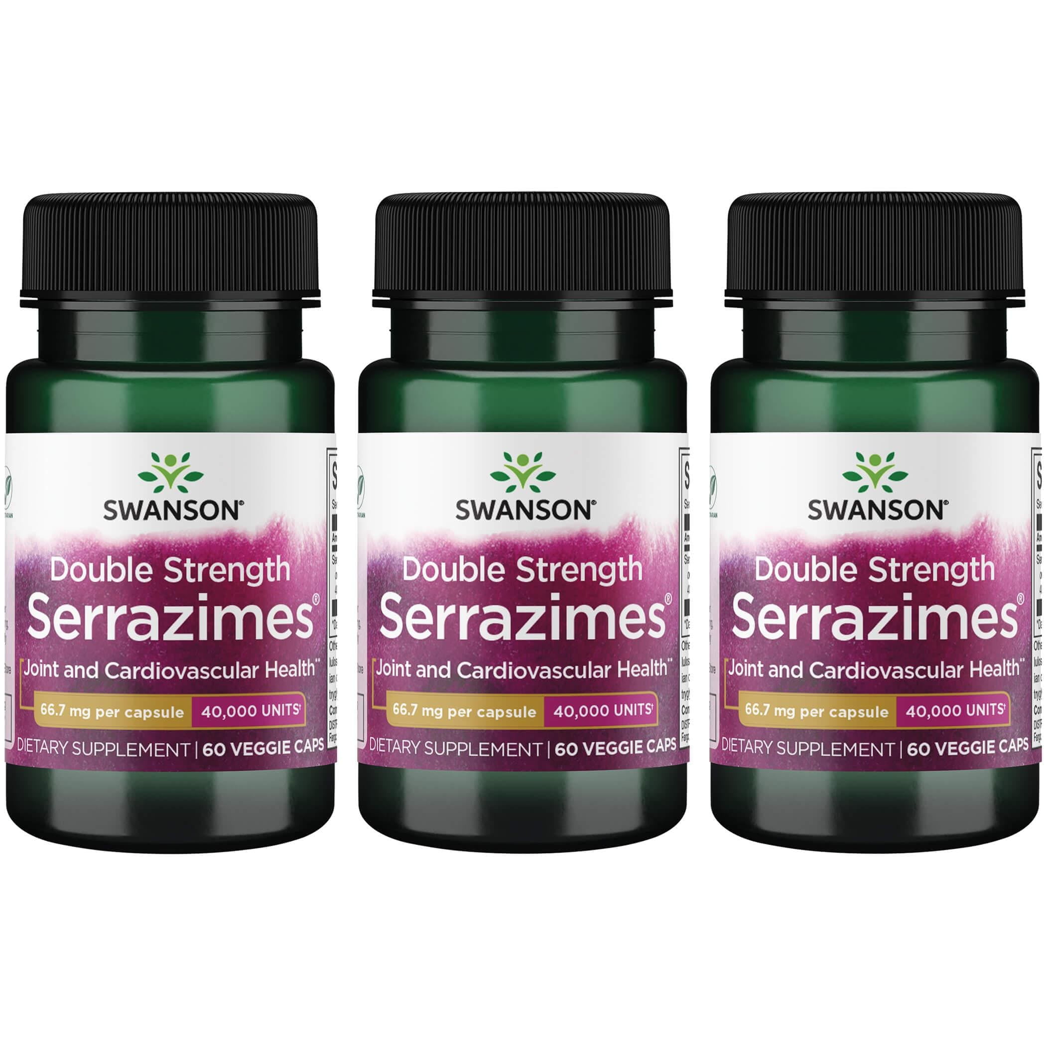 Swanson Double Strength Serrazimes - 40,000 Units 66.7 mg 60 Veg Caps 3 ...