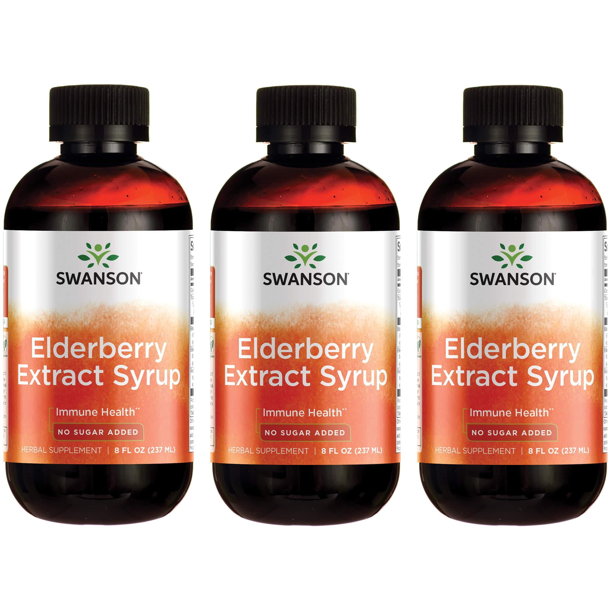 Swanson Elderberry Extract Syrup - No Sugar Added 8 fl oz Liq 3 Pack ...