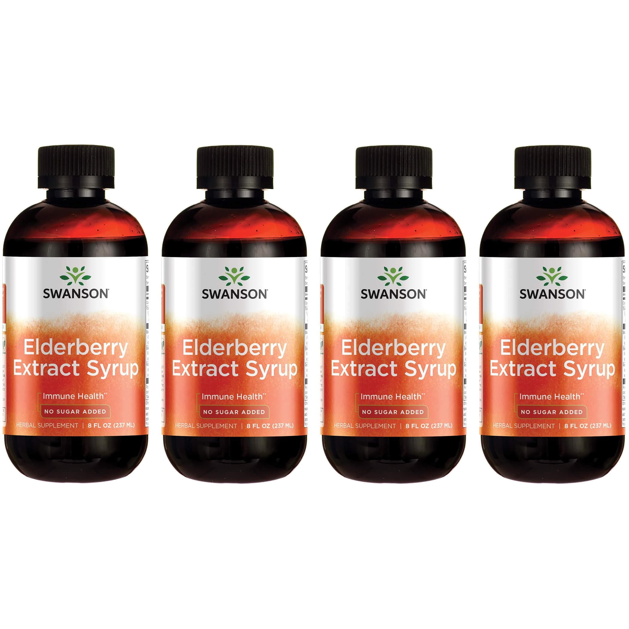 Swanson Elderberry Extract Syrup - No Sugar Added 8 fl oz Liq 4 Pack ...