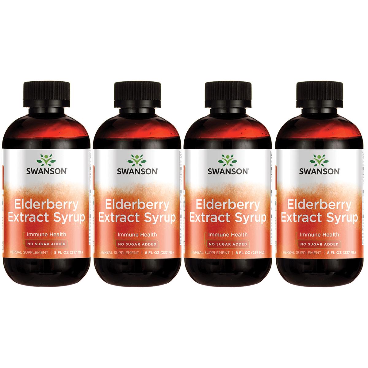 Swanson Elderberry Extract Syrup - No Sugar Added 8 fl oz Liq 4 Pack ...