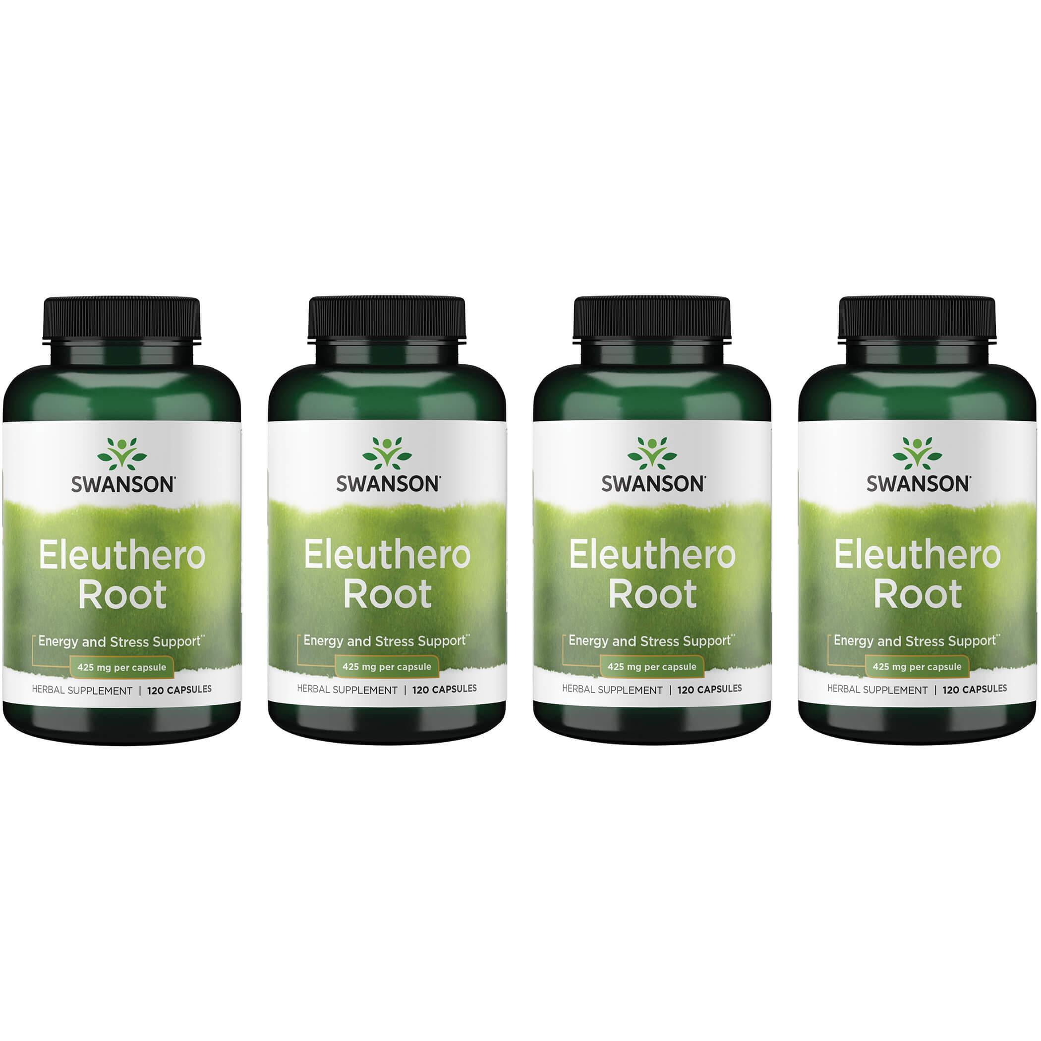 Swanson Eleuthero Root Capsules Supplement, 425 mg, 120 Count, 4 Pack ...