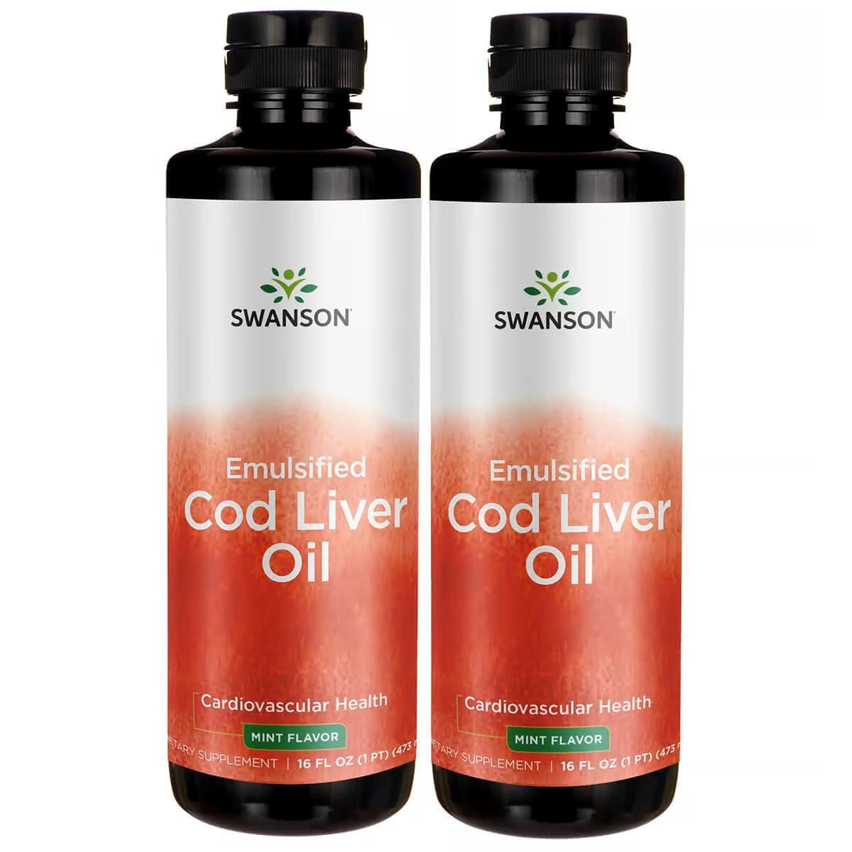 Swanson Emulsified Cod Liver Oil - Mint Flavor 16 fl oz Liq 2 Pack ...