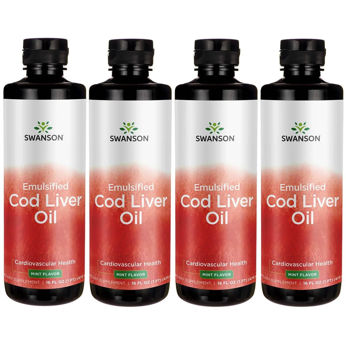 Swanson Emulsified Cod Liver Oil - Mint Flavor 16 fl oz Liq 4 Pack ...