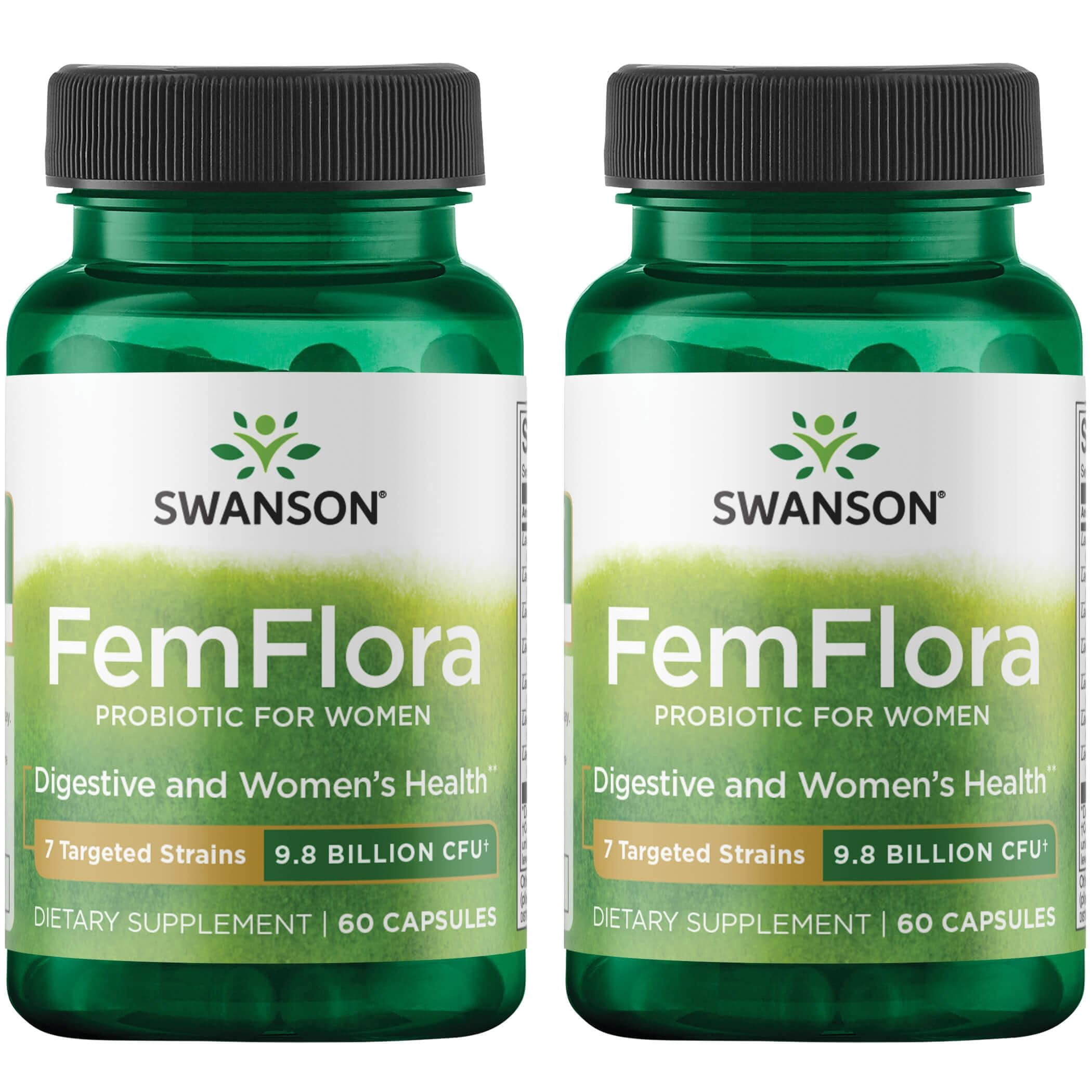 Swanson Femflora Probiotic for Women 9.8 Billion Cfu 60 Caps 2 Pack ...