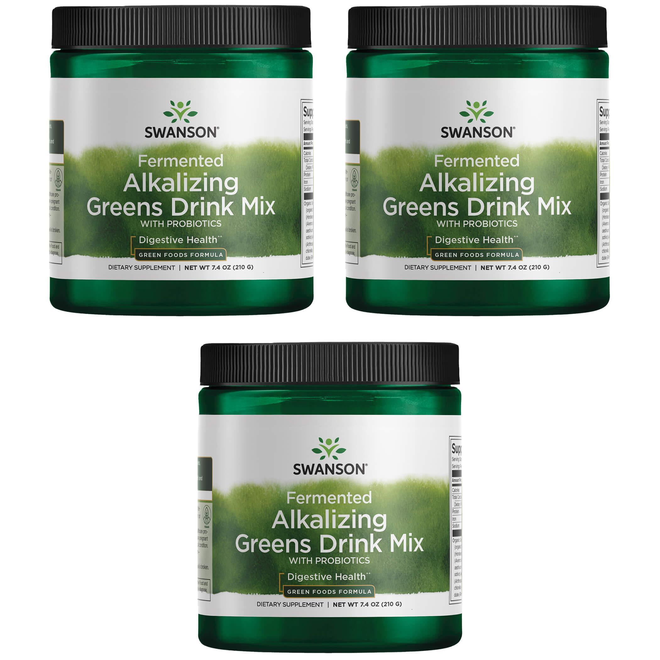Swanson Fermented Alkalizing Greens Drink Mix with Probiotics 7.4 oz ...