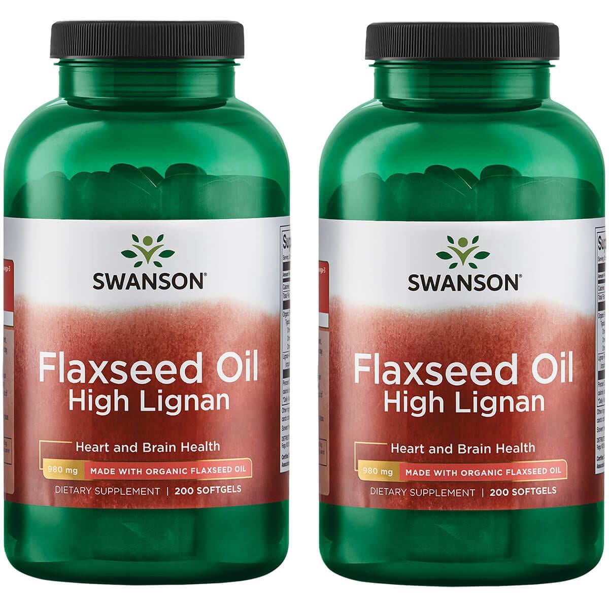 Swanson Flaxseed Oil High Lignan 980 mg 200 Sgels 2 Pack - Walmart.com
