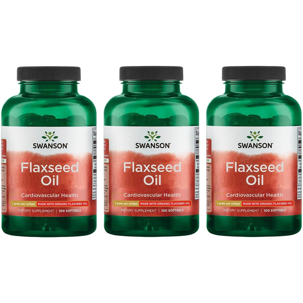 Swanson Flaxseed Oil Made with Organic Flaxseed Oil 1 g 100 Sgels 3 ...