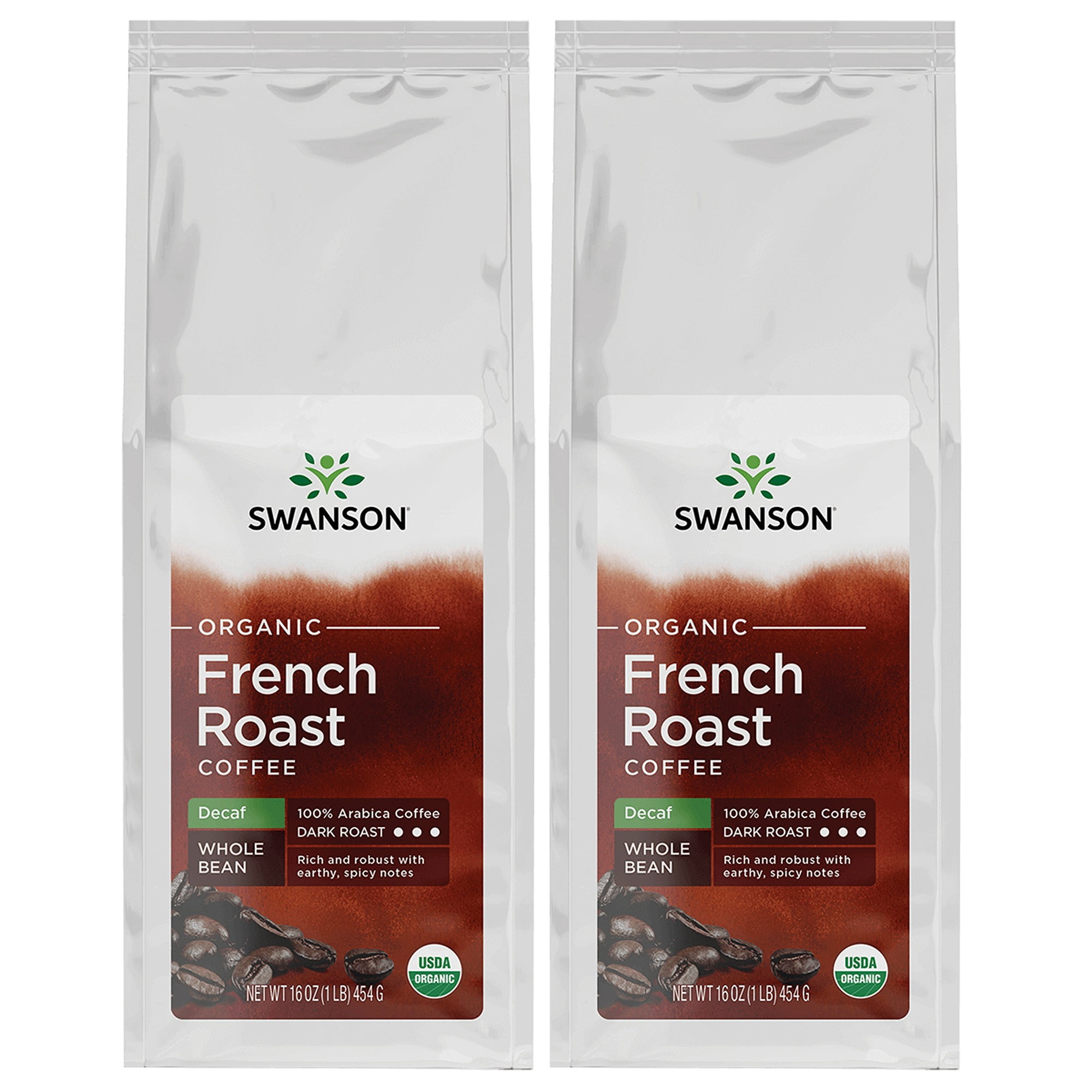 Swanson French Roast Decaf Whole Bean Organic Coffee - Dark 16 Ounce (1 ...