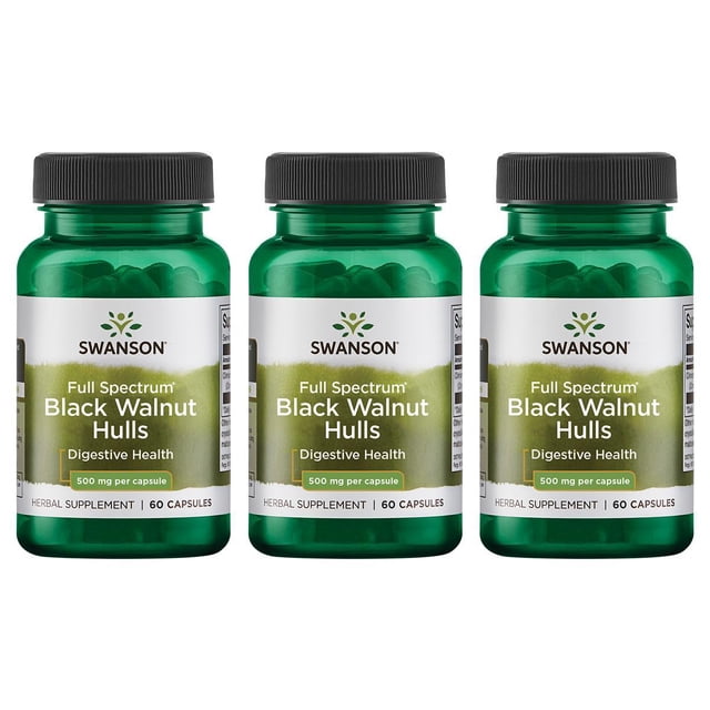 Swanson Full Spectrum Black Walnut Hulls 500 mg 60 Caps 3 Pack ...
