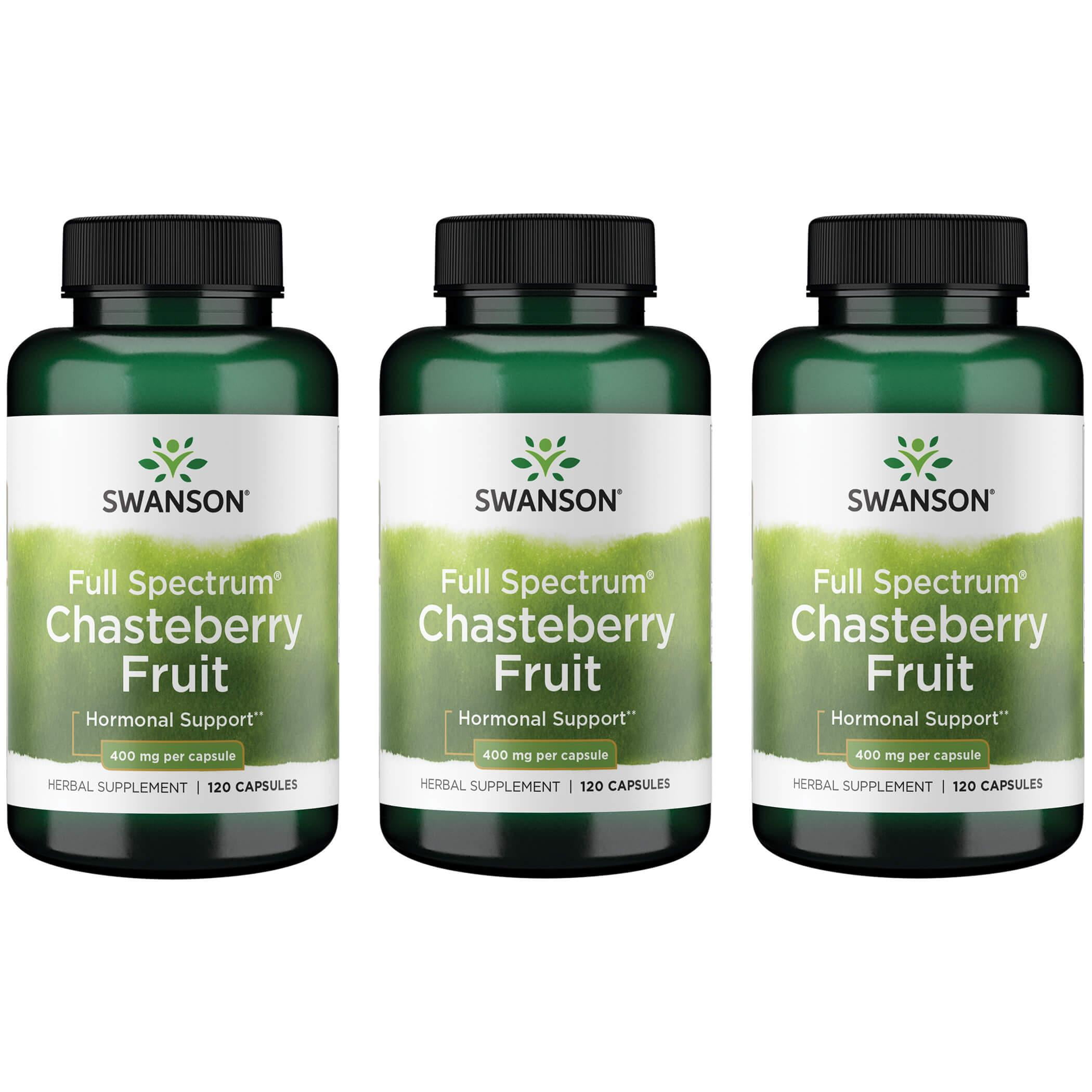 Swanson Full Spectrum Chasteberry Fruit 400 mg 120 Vegan Caps 3 Pack ...
