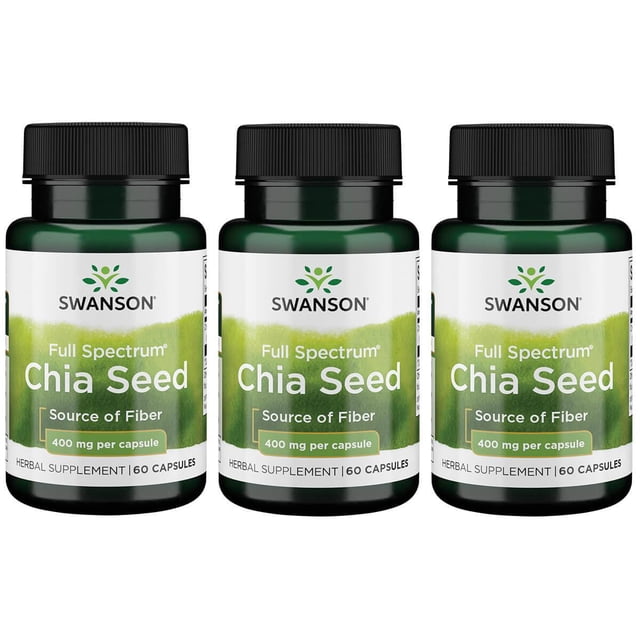 Swanson Health Whole Chia Seed Supplement, 400mg Capsules, 60 Count, 3 ...