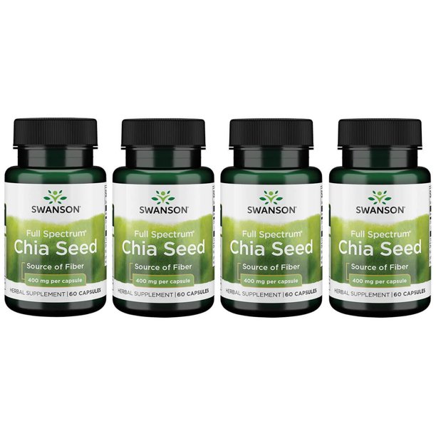 Swanson Full Spectrum Chia Seed 400 mg 60 Caps 4 Pack - Walmart ...