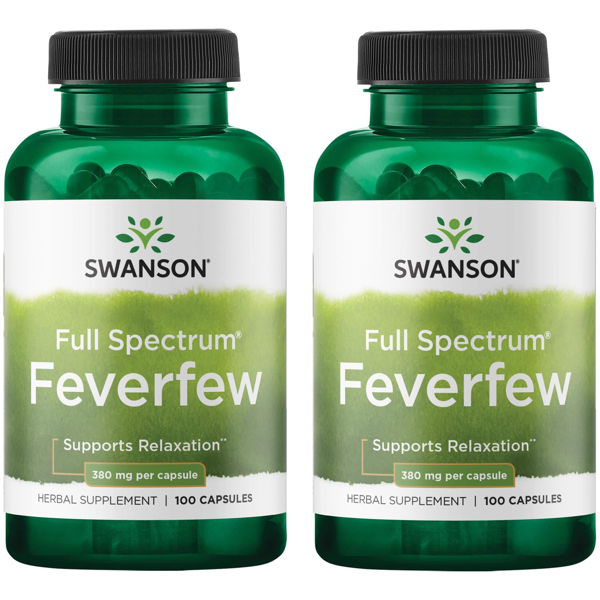 Swanson Natural Supplement Feverfew 380mg Capsules, 100 Count, 2 Pack ...