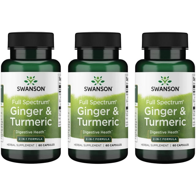 Swanson Full Spectrum Ginger & Turmeric 60 Capsules (3 Pack) - Walmart.com