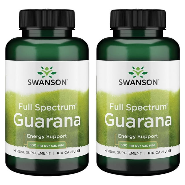 Swanson Full Spectrum Guarana 500 mg 100 Caps 2 Pack - Walmart.com