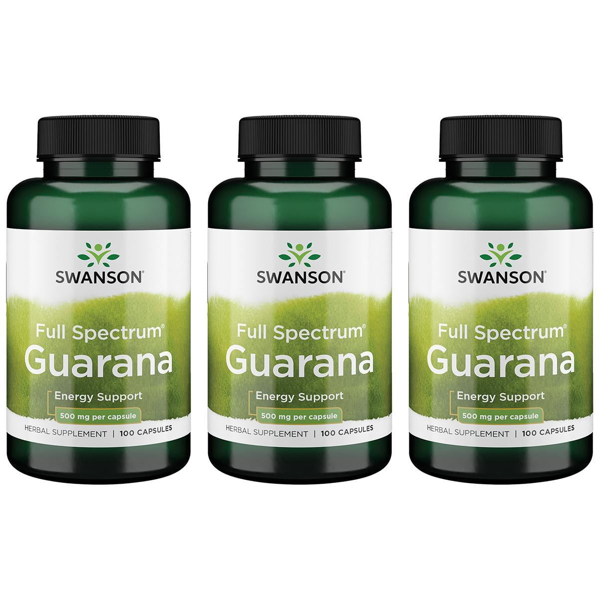 Swanson Full Spectrum Guarana 500 mg 100 Caps 3 Pack - Walmart.com