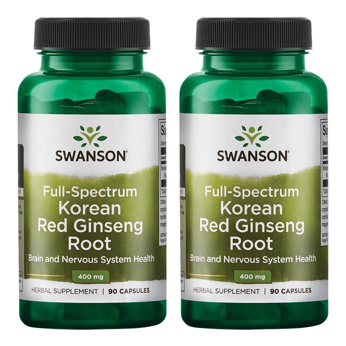 Swanson Korean Red Ginseng Root Capsules, 400mg, 90 Count, 2 Pack ...