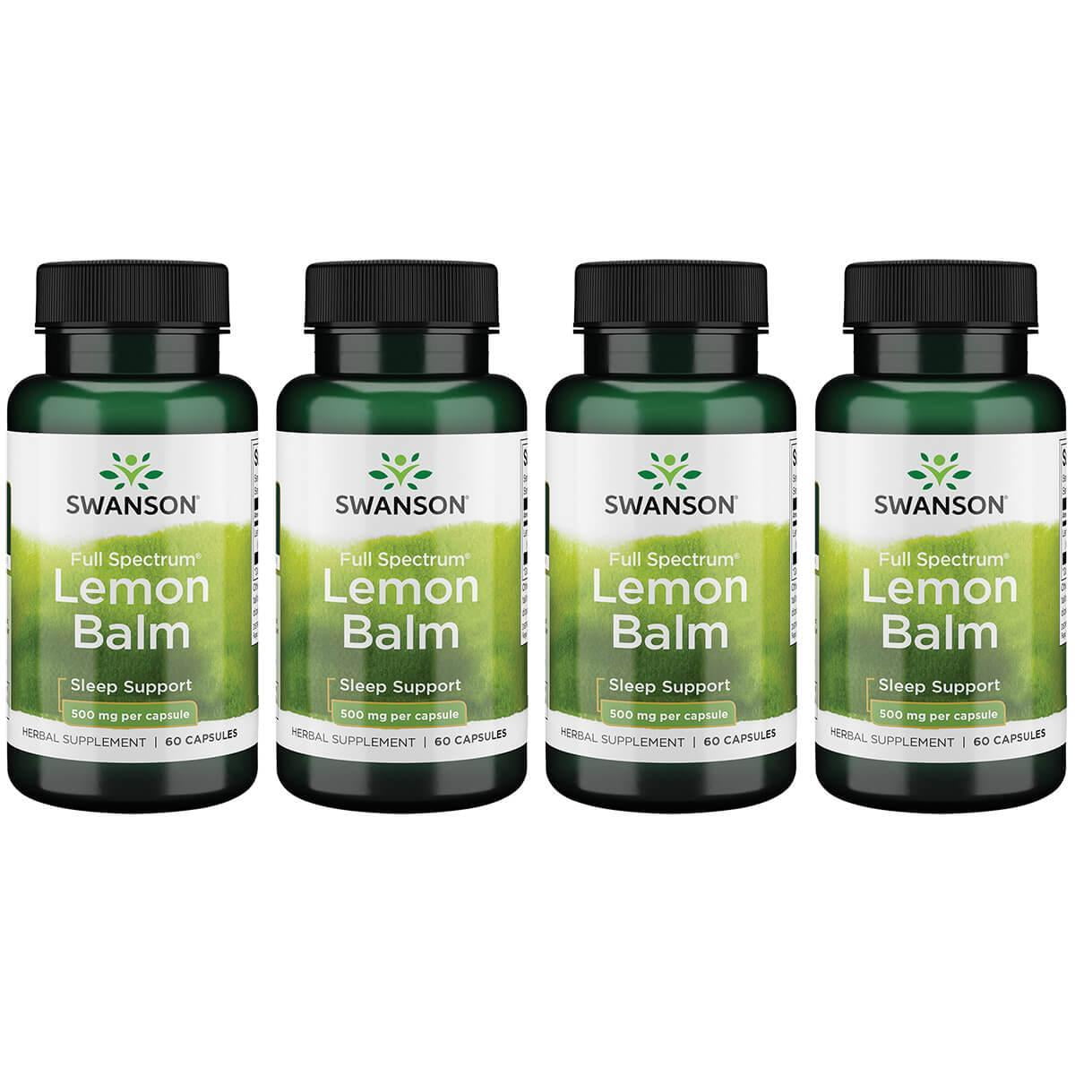 Swanson Full Spectrum Lemon Balm Capsules, 500 mg, 60 Count, 4 Pack ...